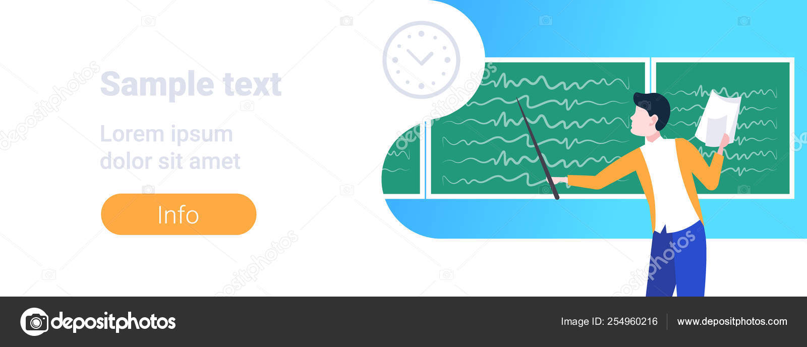 Man lecture college teacher holding pointer and paper answer sheet ...