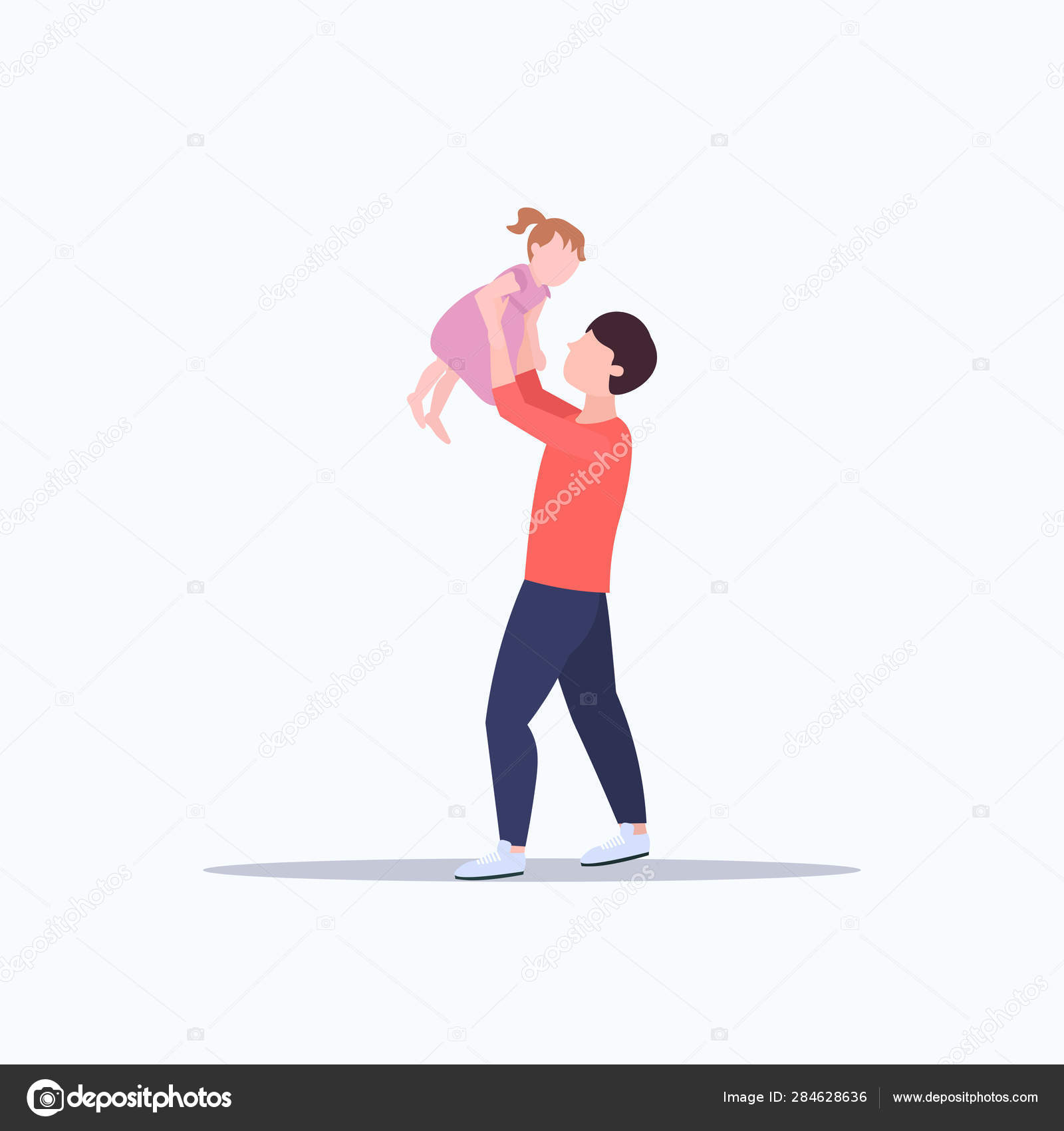 Man lifting up his little baby father and daughter playing having fun ...