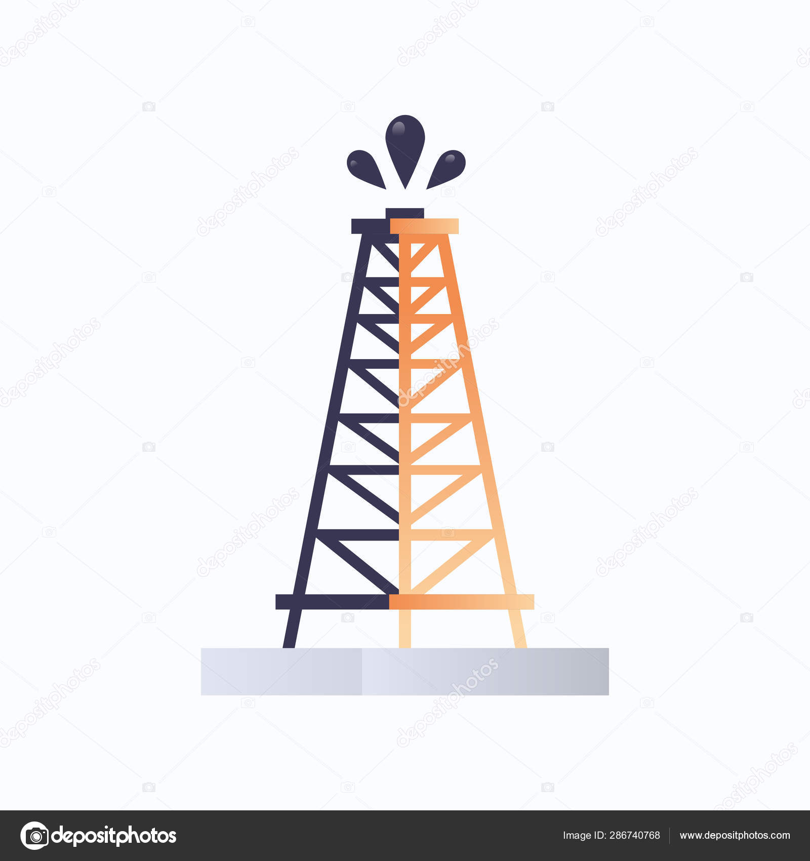 Bohrinsel Bohrplattform gusher icon Ölindustrie Konzept flach weißen ...