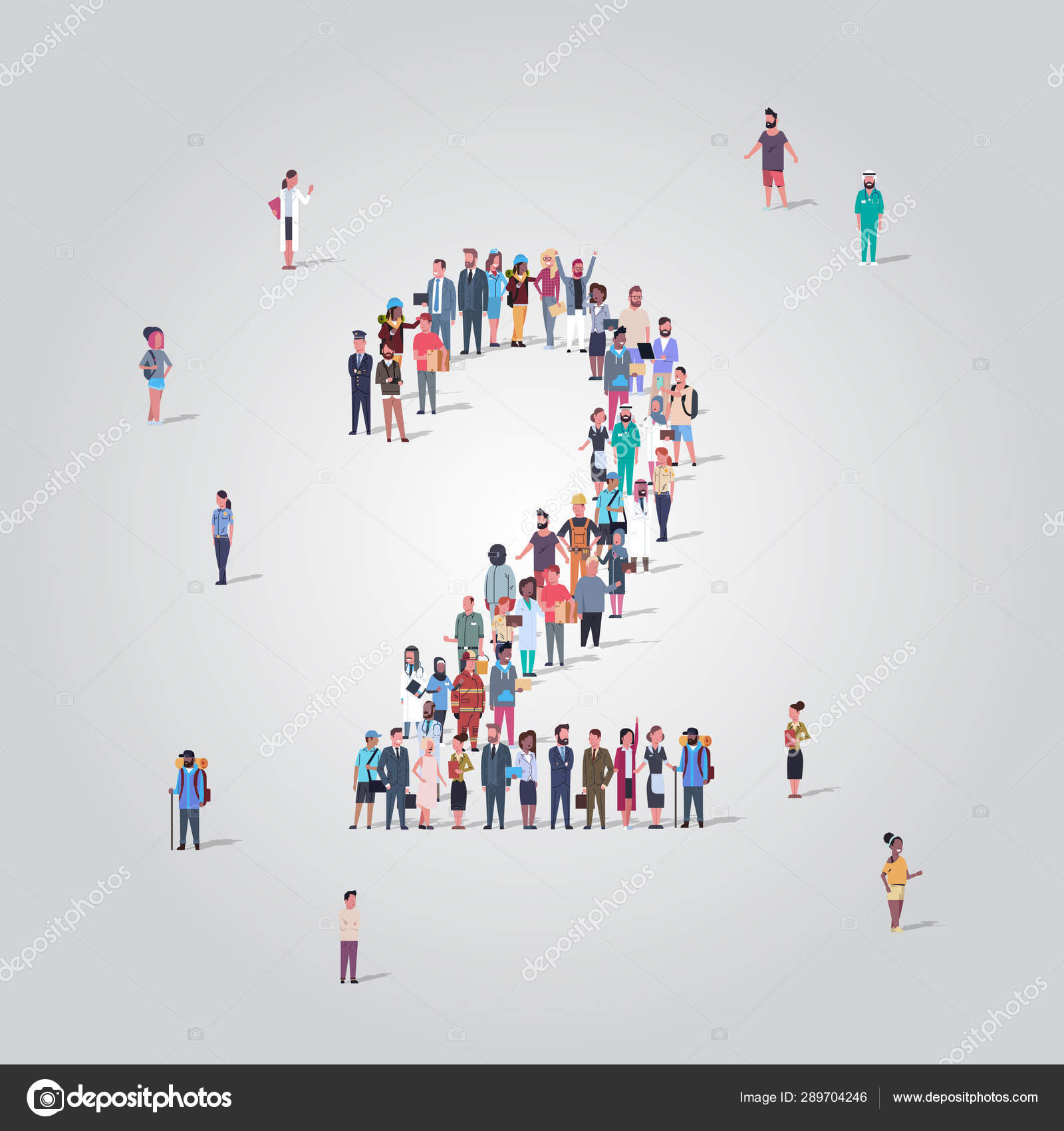 Gran multitud de personas formando número dos 2 forma diferente grupo ...