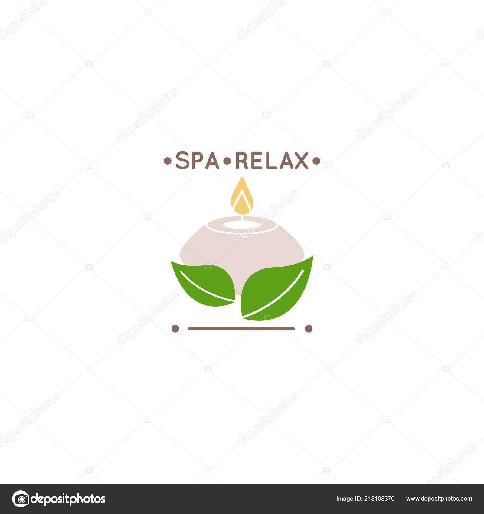 Logo Design Graphics Spa Relax Salon Candle Flame Leaves Simple Stock ...