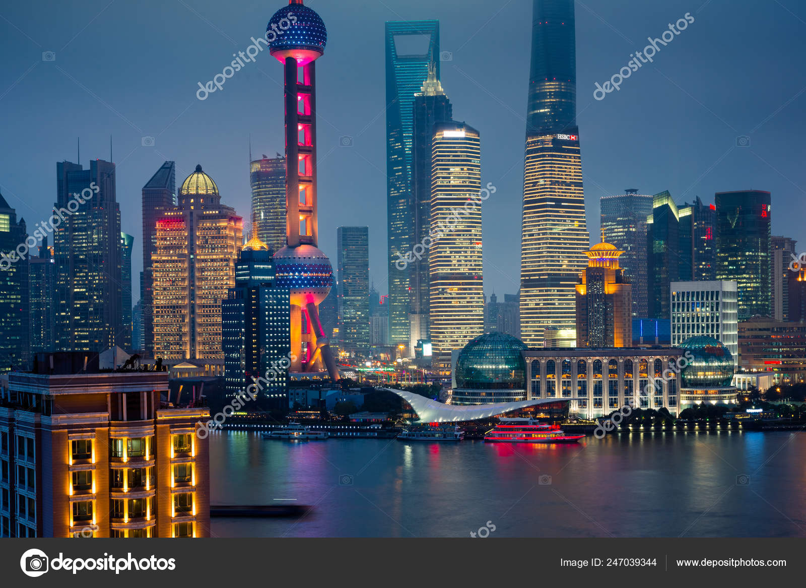 Night View Shanghai China Huangpu River Bund — Stock Photo © dspguy ...