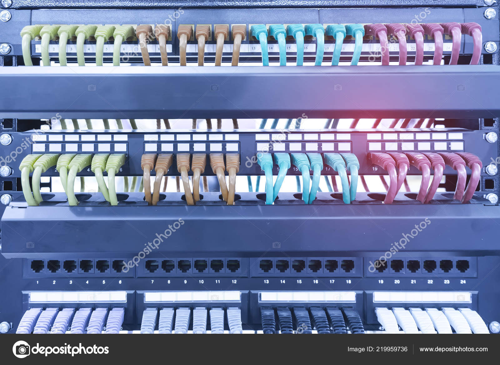 Ethernet Cables Network Switching Hub System Communication Stock Photo ...