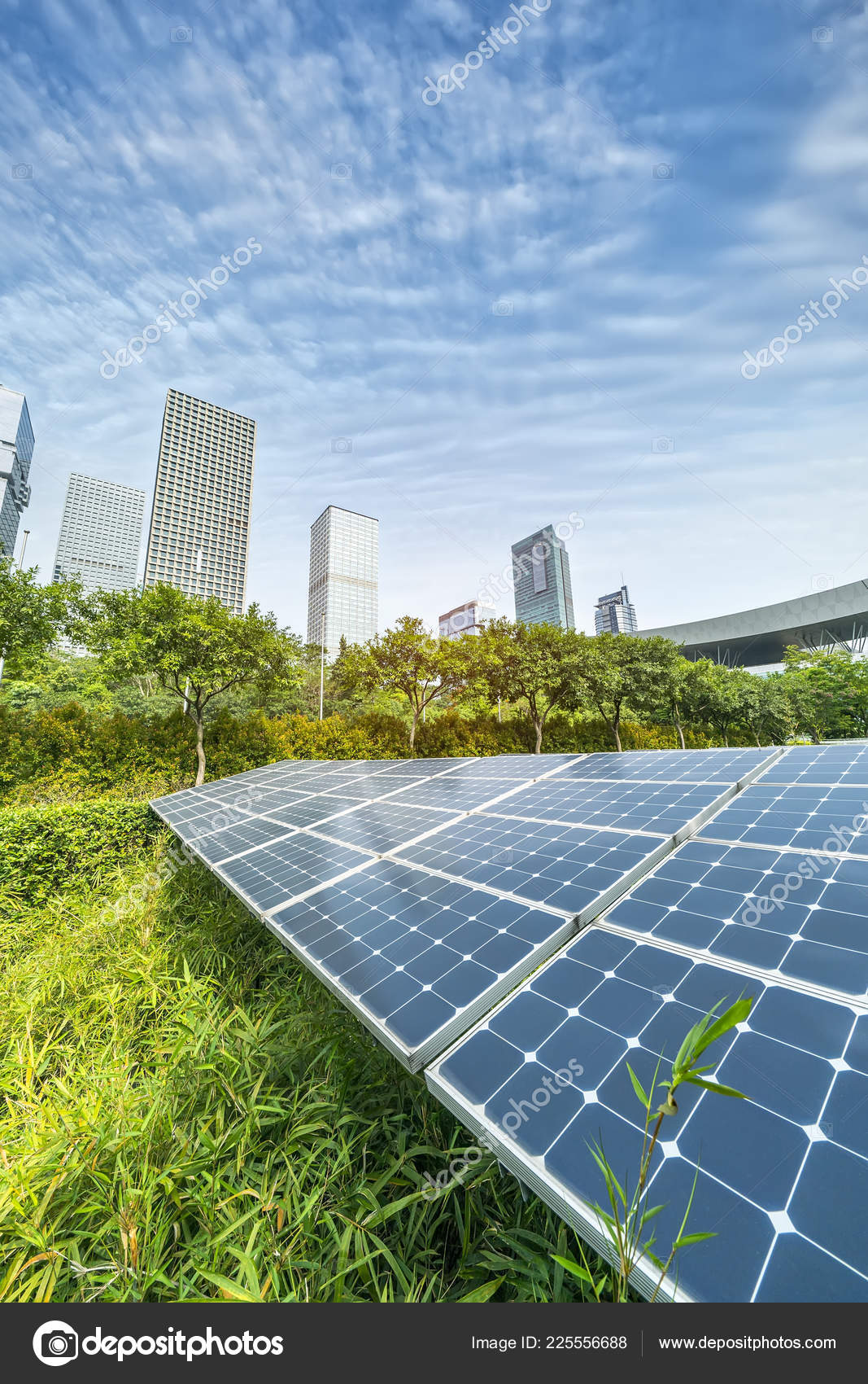 Ecological Energy Renewable Solar Panel Plant Urban Landscape Landmarks ...