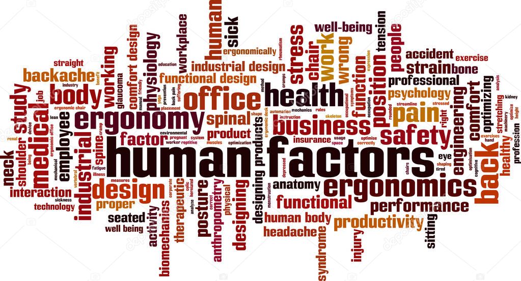 Factores humanos palabra nube concepto. Collage hecho de palabras sobre ...