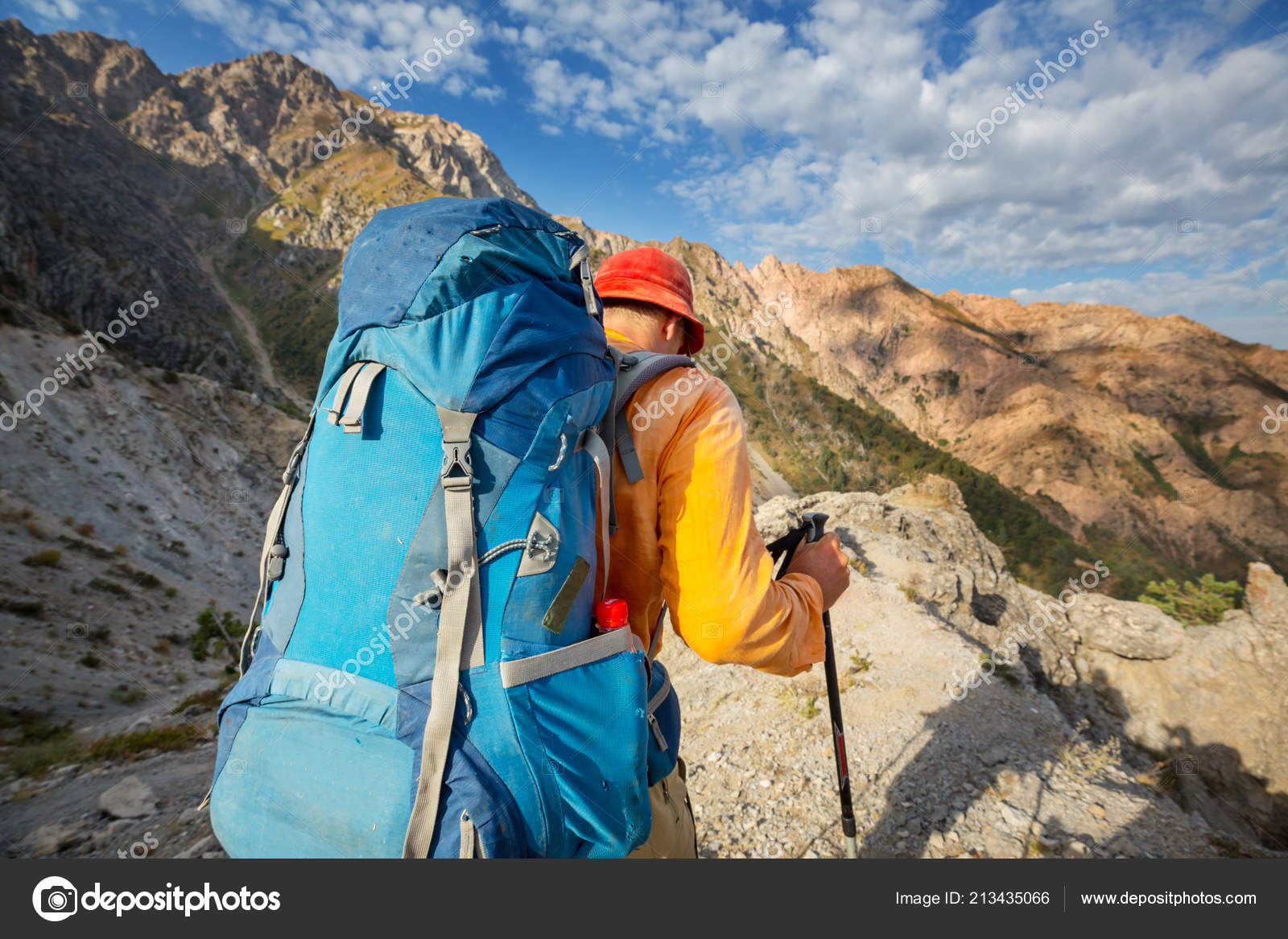 Backpacker Hike Summer Mountains Stock Photo by ©kamchatka 213435066