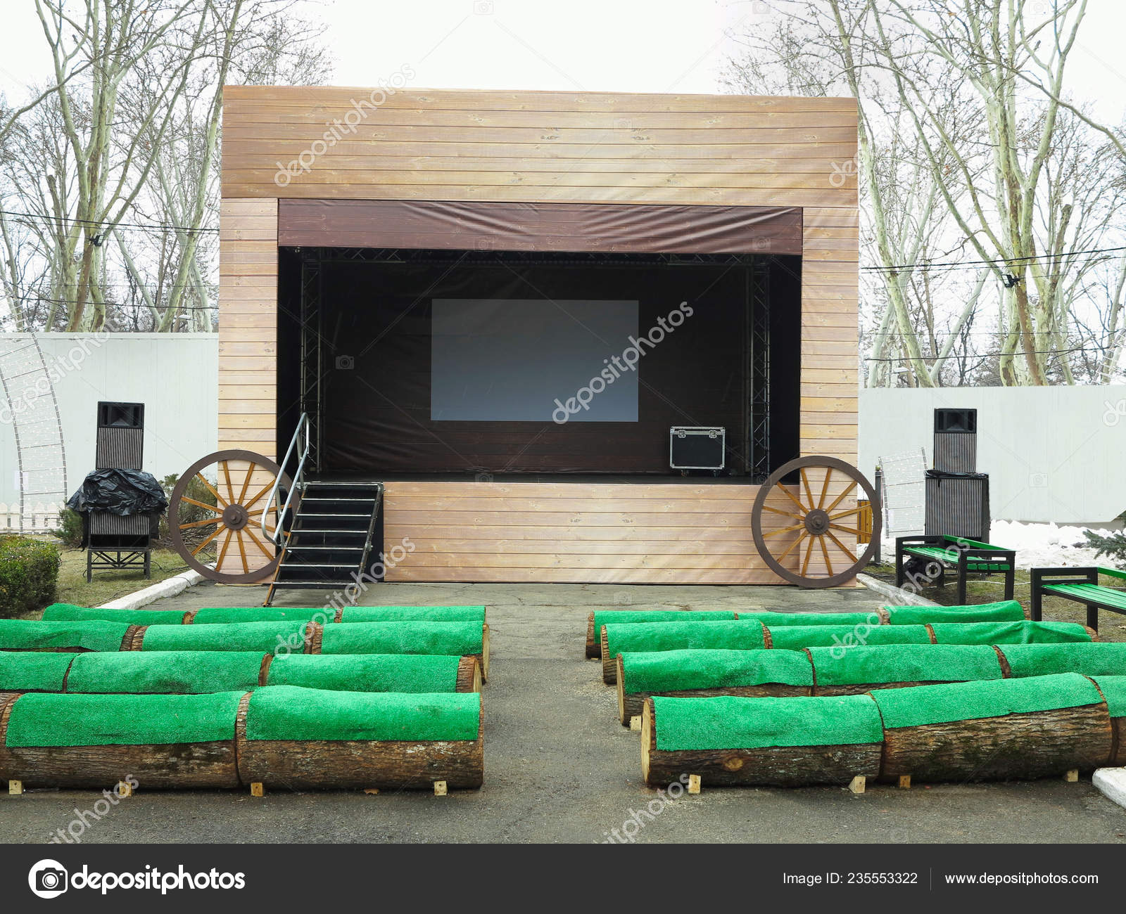 Empty Street Stage Green Seats Performance Stock Photo by ©arogant ...