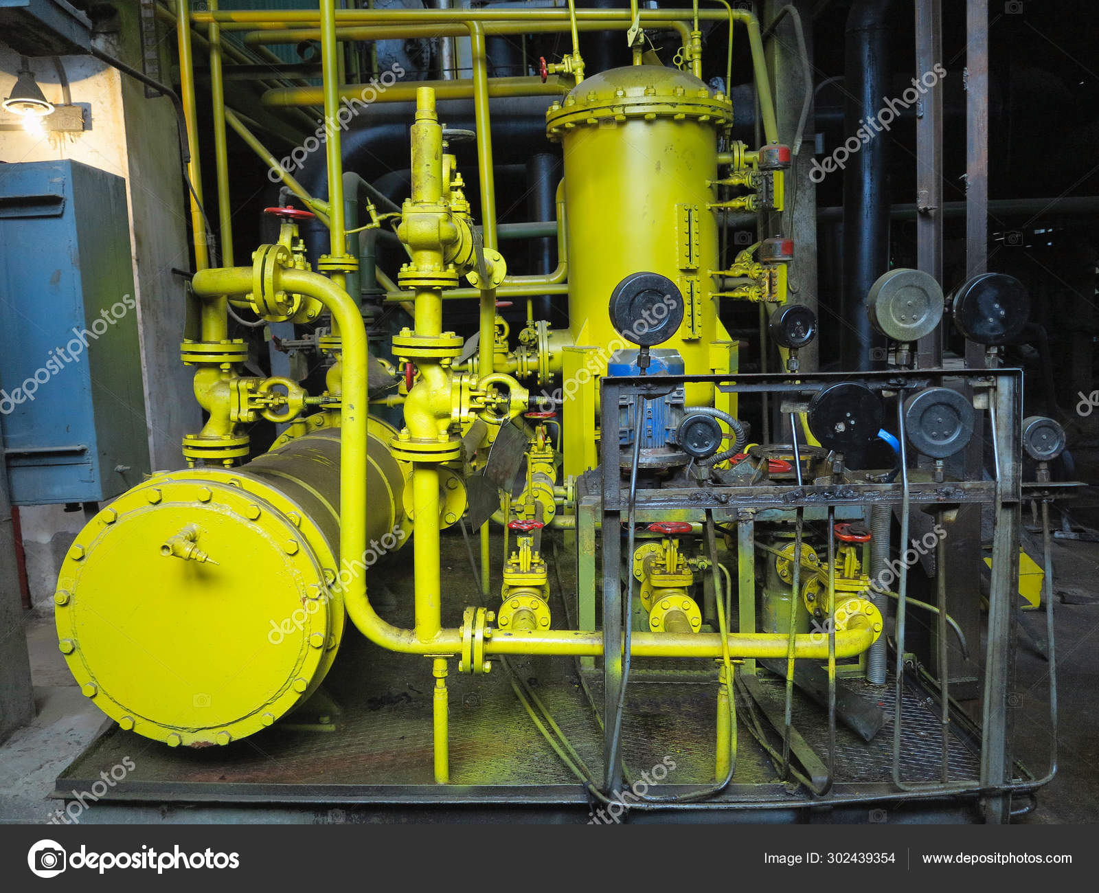 Industrial big water pumps with electric motors, pipes, tubes, — Stock ...