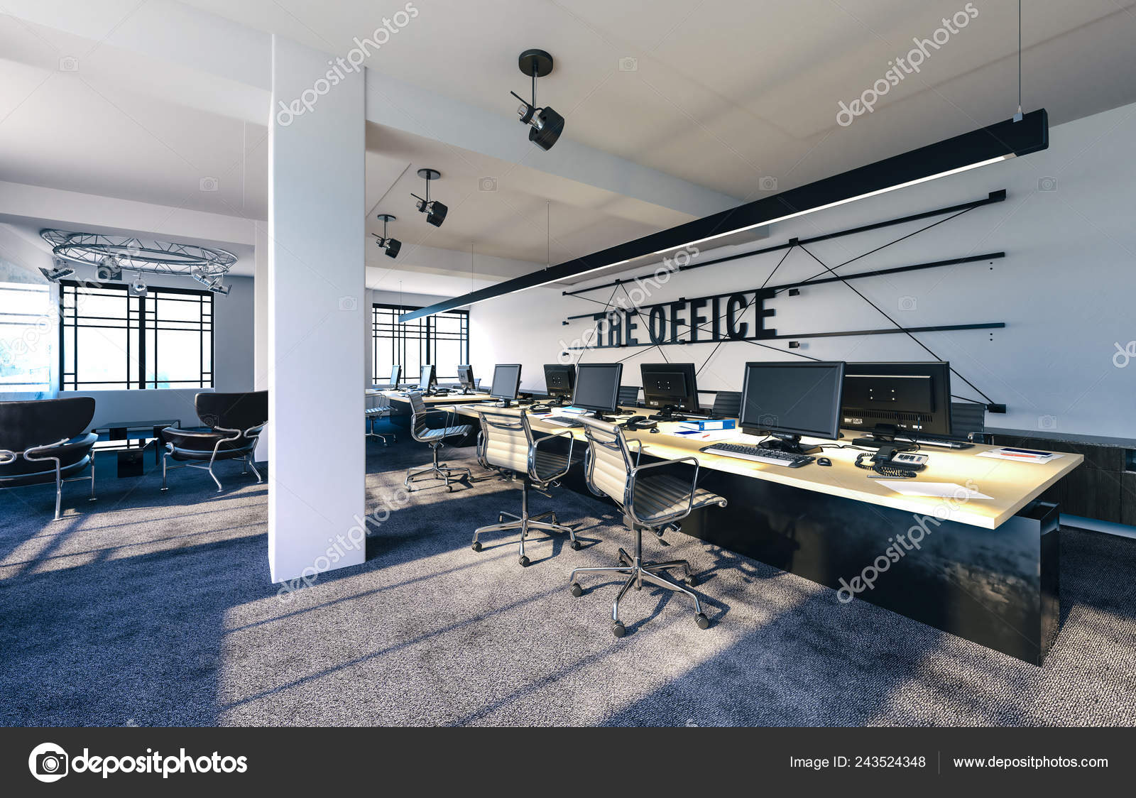 Modern Office Interior Render Stock Photo by ©digitalgenetics 243524348