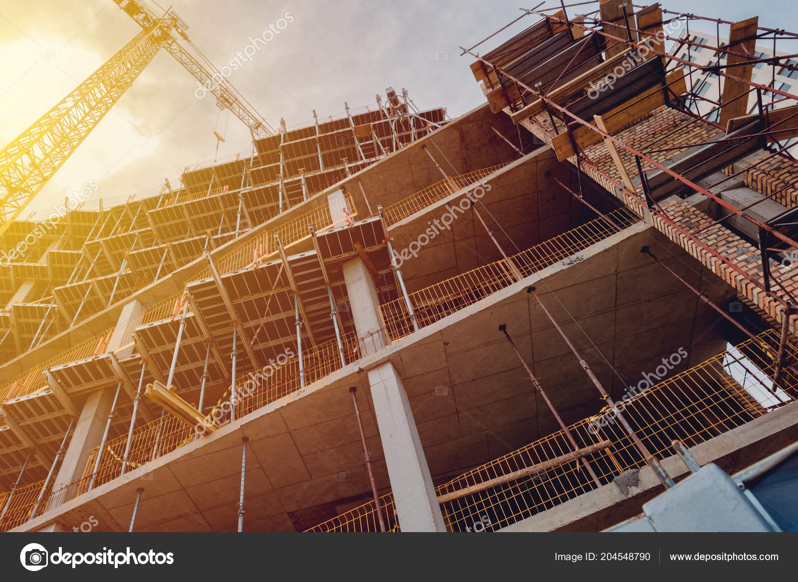 Building Construction Site Scaffolding Low Angle View Stock Photo by ...