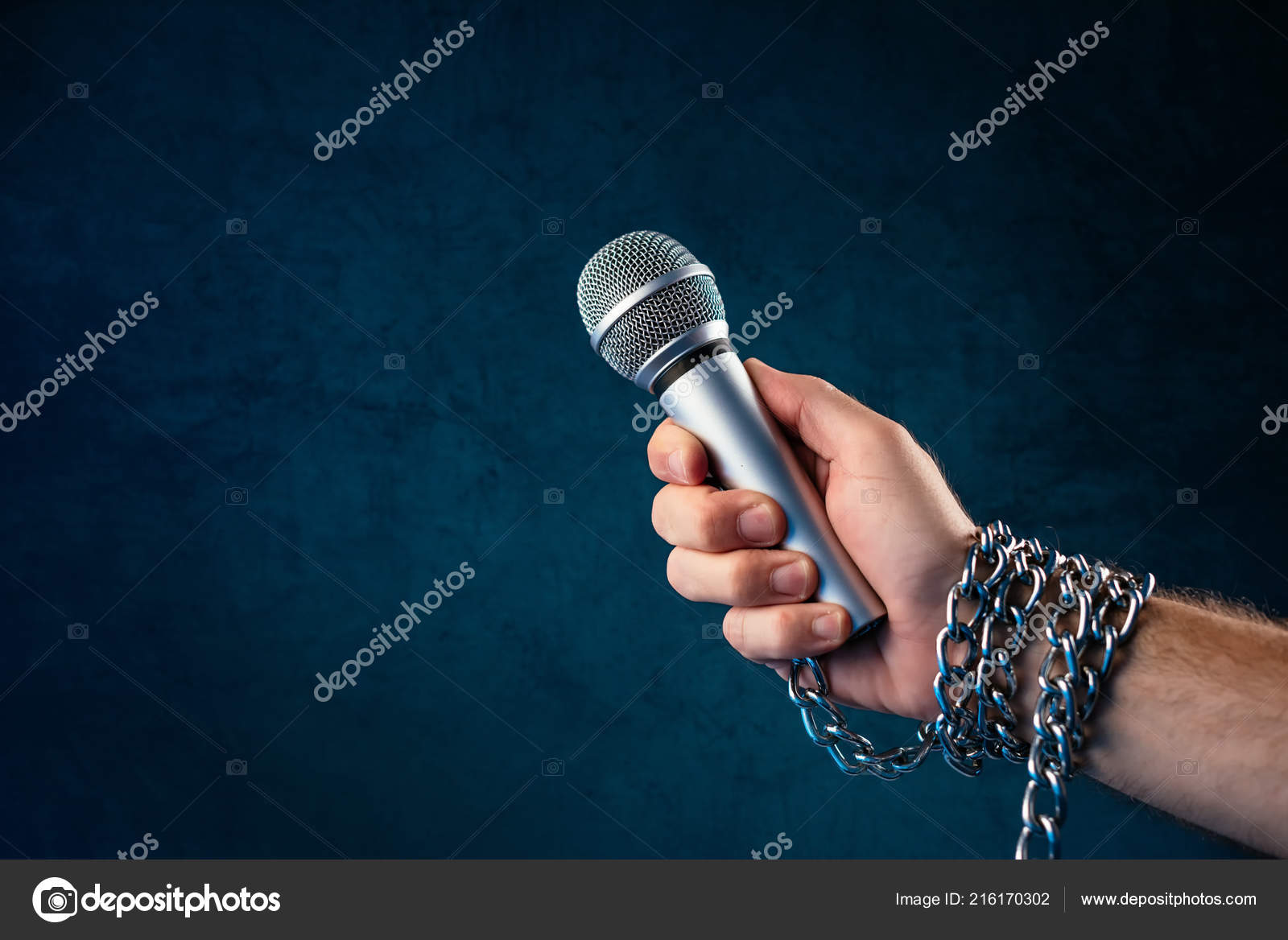 Freedom Press Journalism Conceptual Image Microphone Male Hand Tied ...
