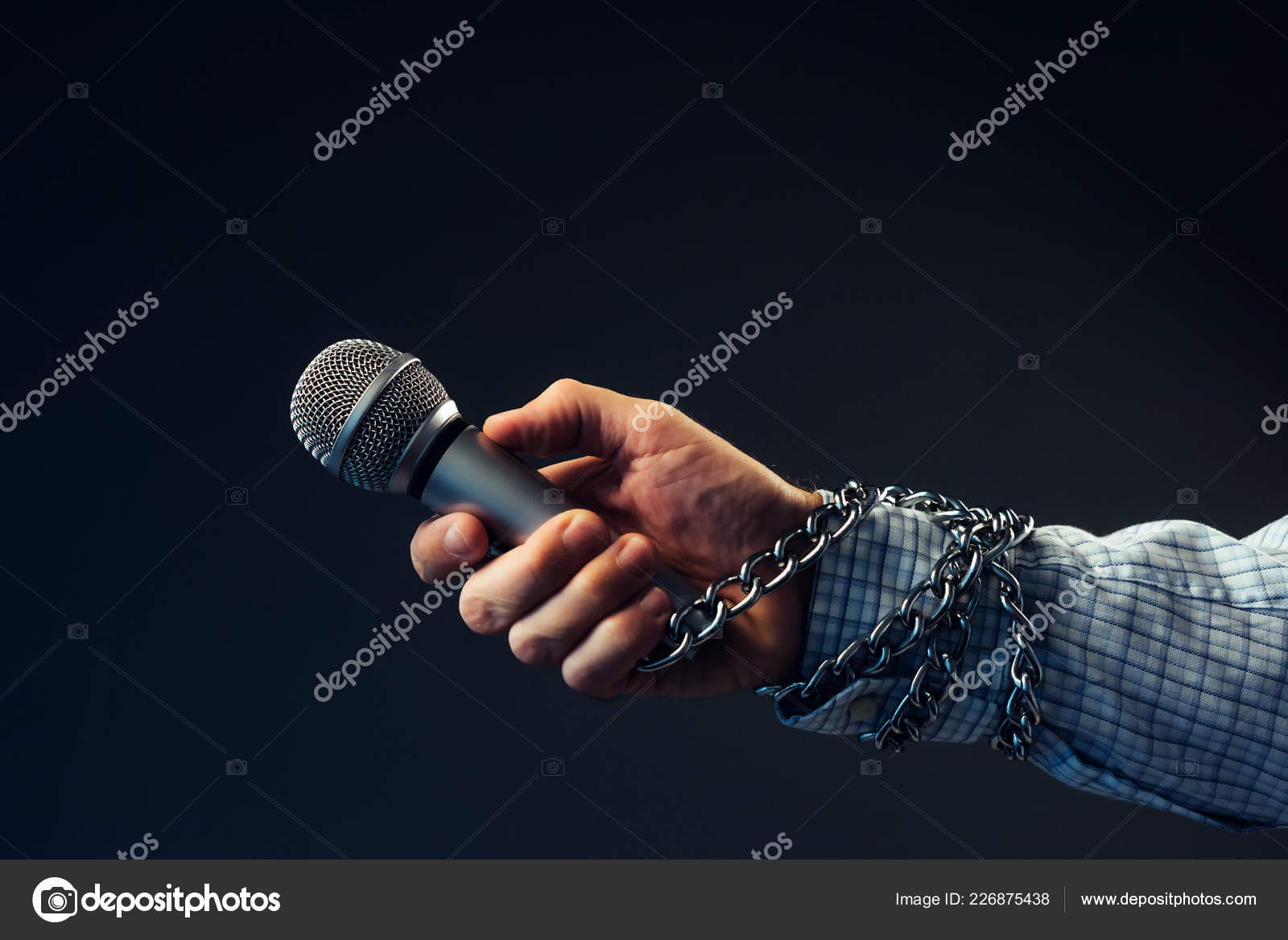 Freedom Press Journalism Conceptual Image Microphone Male Hand Tied ...