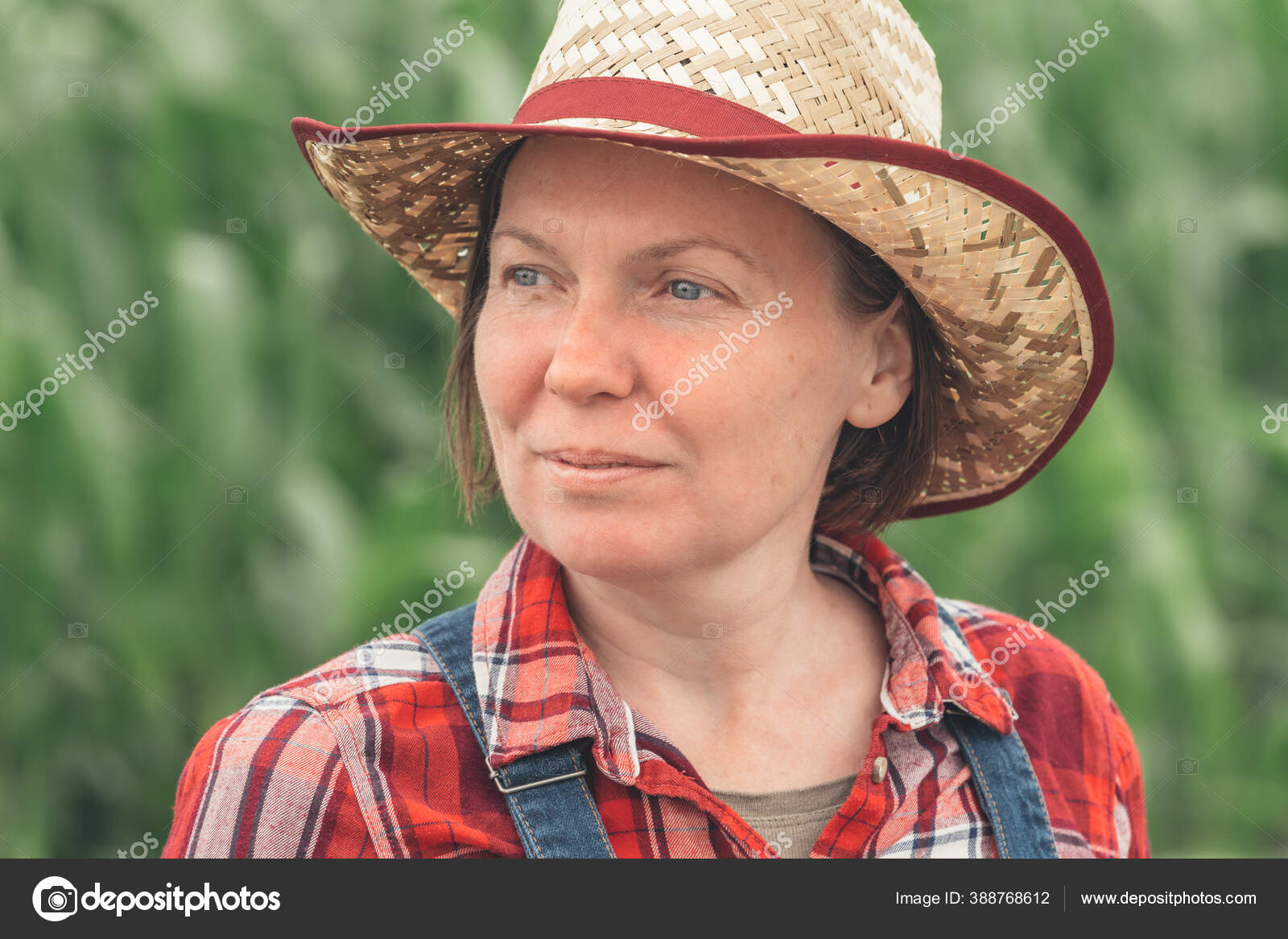Portrait Female Farmer Standing Corn Field Woman Farm Worker Maize ...