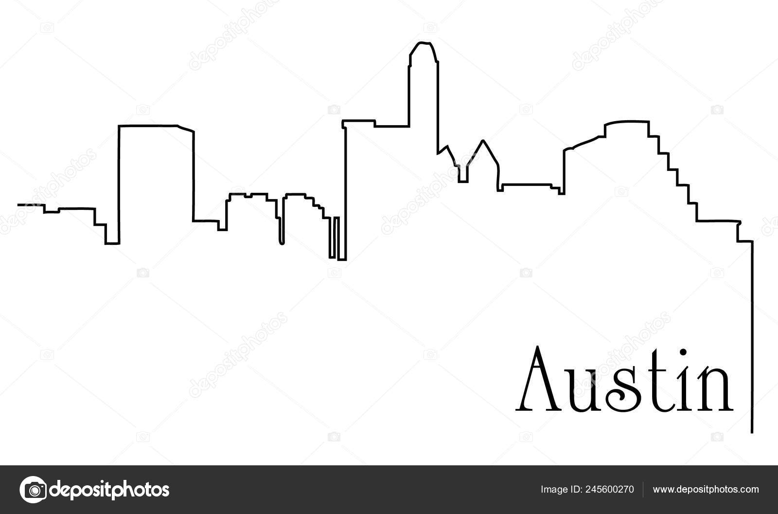 Austin City One Line Drawing Abstract Background Cityscape Stock Vector ...