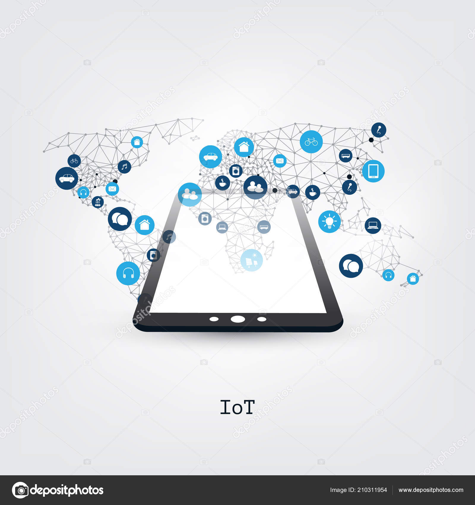 Internet of Things Design Concept with Tablet PC and Icons - Digital ...