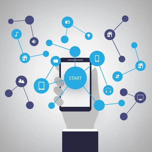 Internet of Things or Cloud Computing Design Concept with Connected Colorful Nodes Representing ...