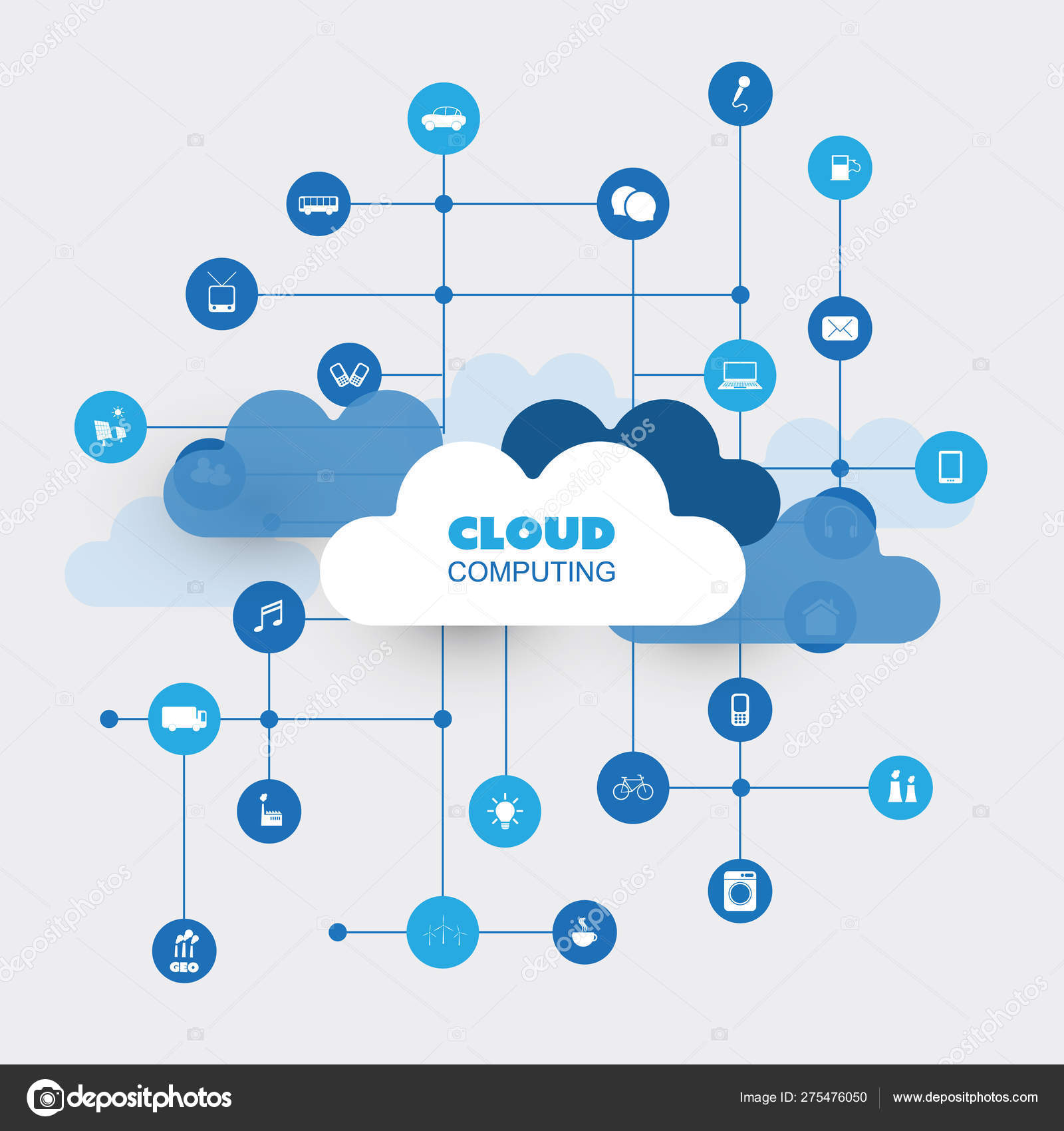 Cloud Computing Networks Concept Design Vector Illustration Stock ...
