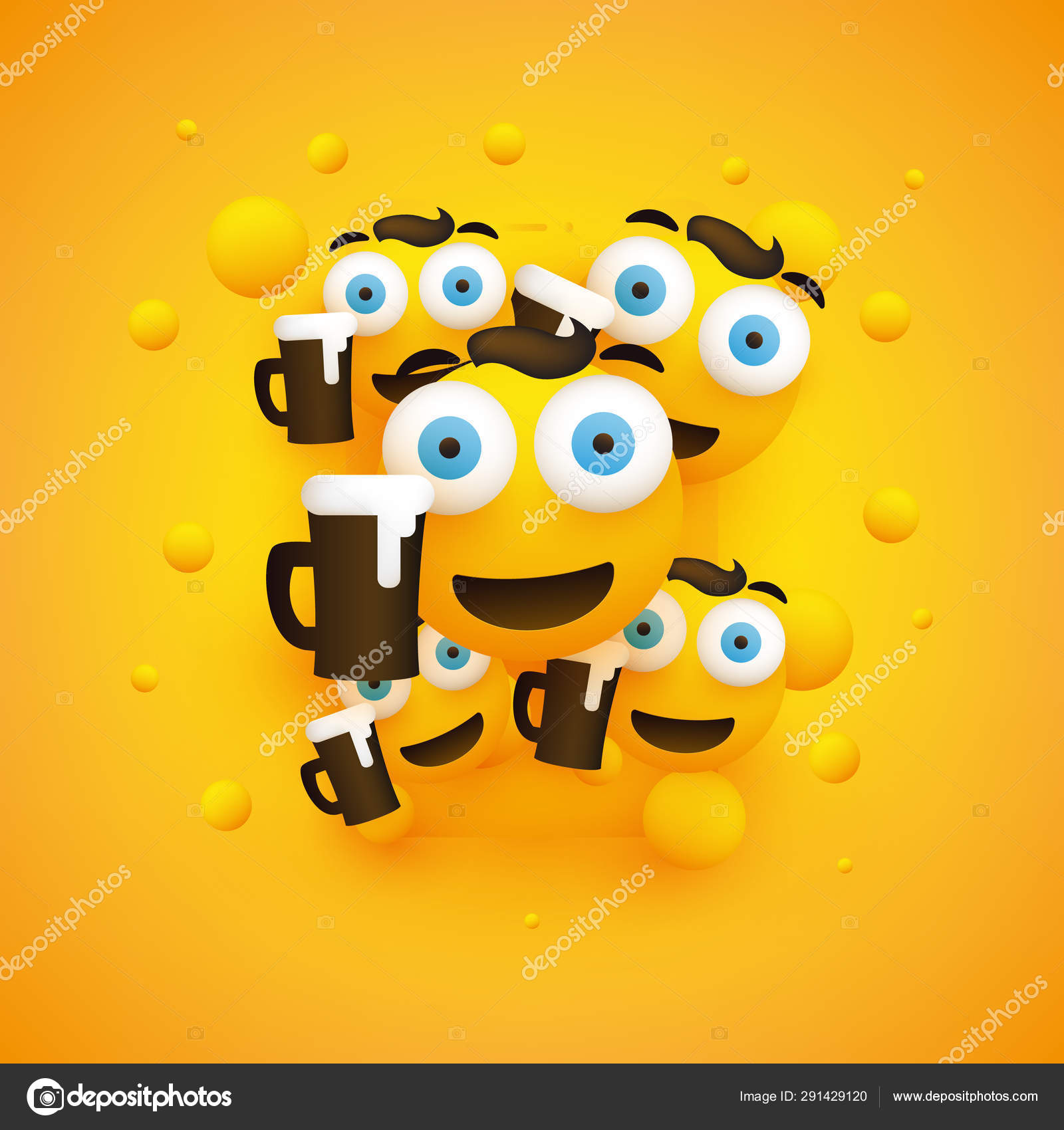 Lots Smiling Emoji Front Smart Phone Simple Happy Emoticons Pop Stock ...