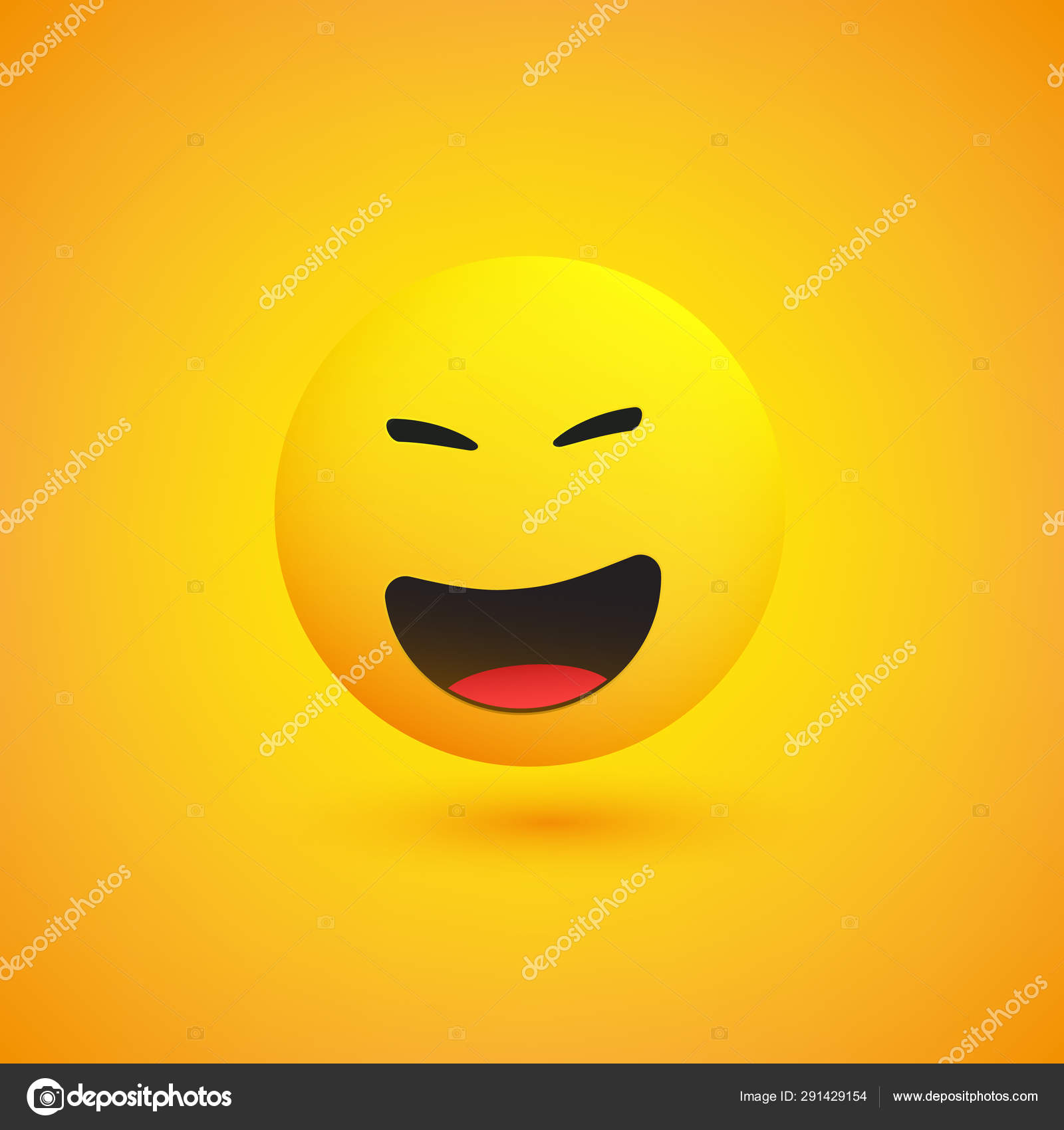 Rindo Emoji Simples Brilhante Feliz Emoticon Fundo Amarelo Vector ...