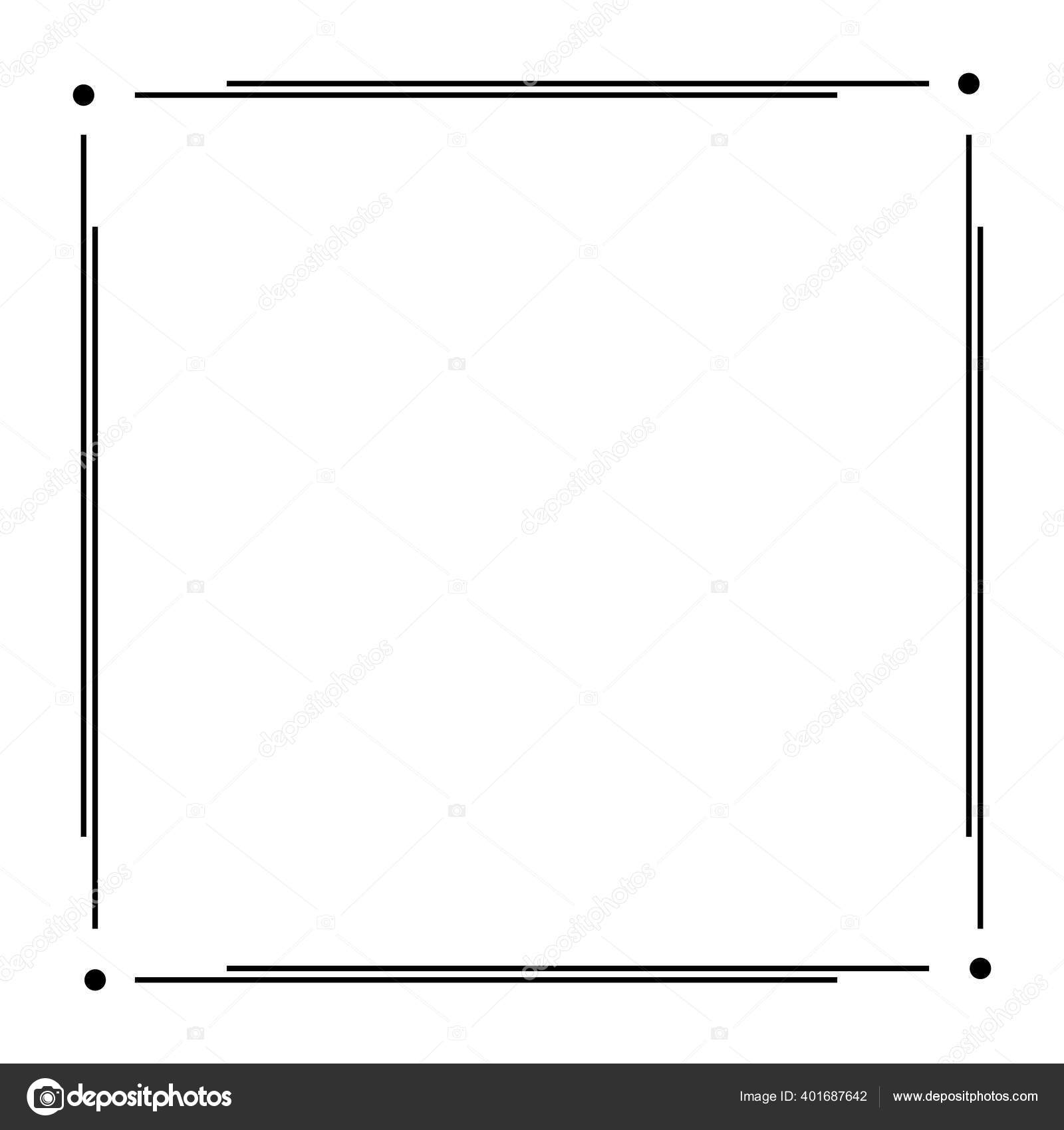 Black Geometric Frame Isolated White Geometrical Art Deco Style ...