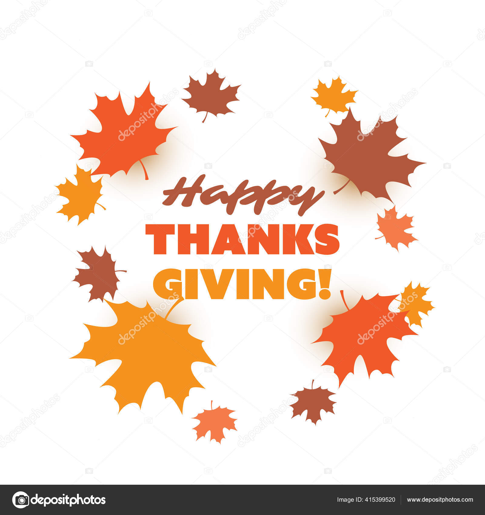 Happy Thanksgiving Card Design Layout Template Scattered Fallen Autumn ...