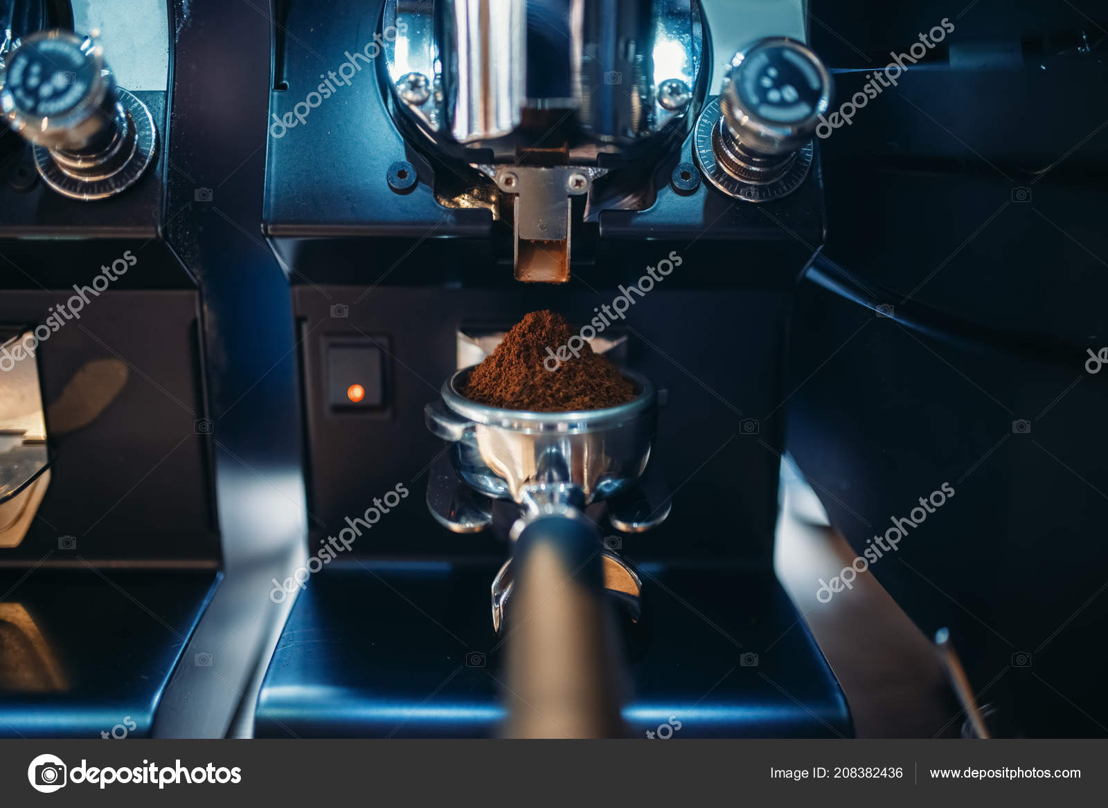 Coffee Machine Fresh Ground Grains Closeup Nobody Professional Espresso ...