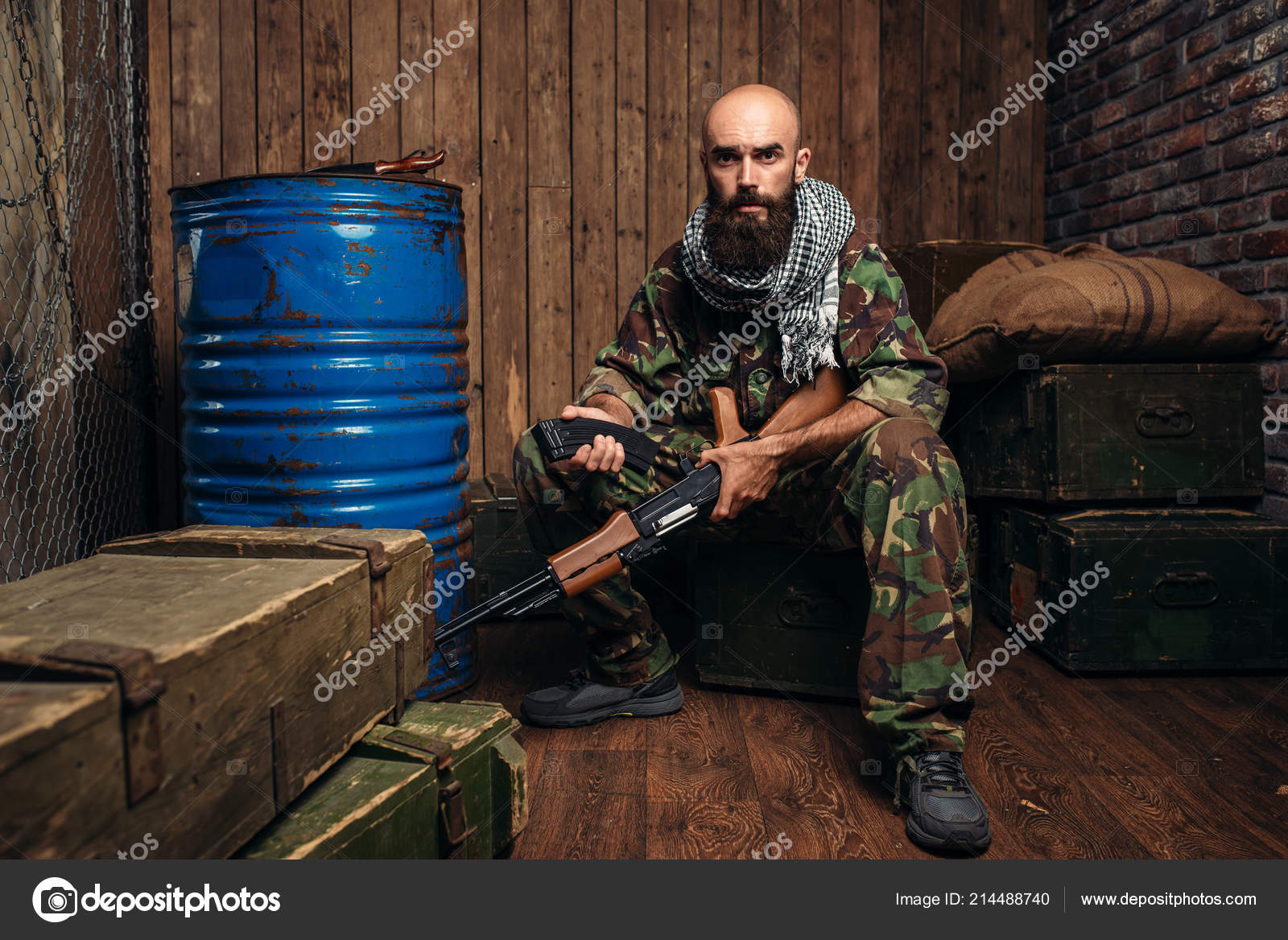 Terrorist Uniform Inserts Magazine Kalashnikov Rifle Terrorism Terror ...