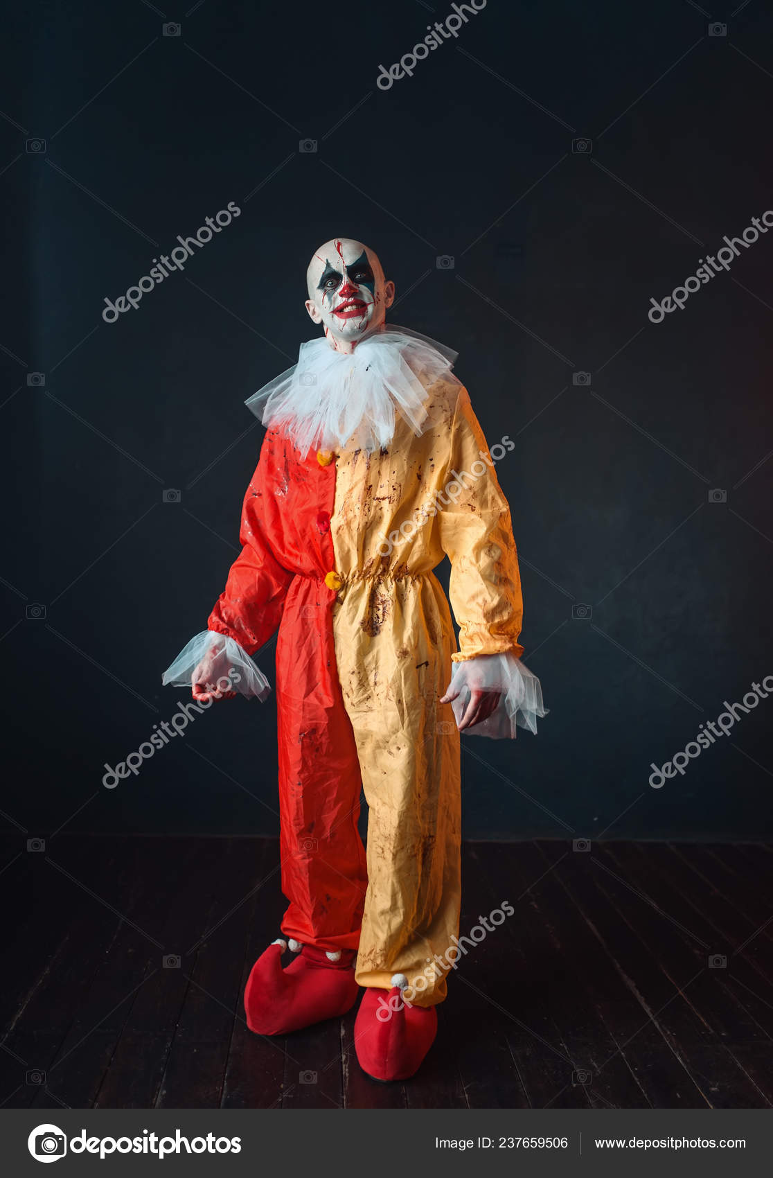 Mad Bloody Clown Makeup Carnival Costume Crazy Maniac Scary Monster ...