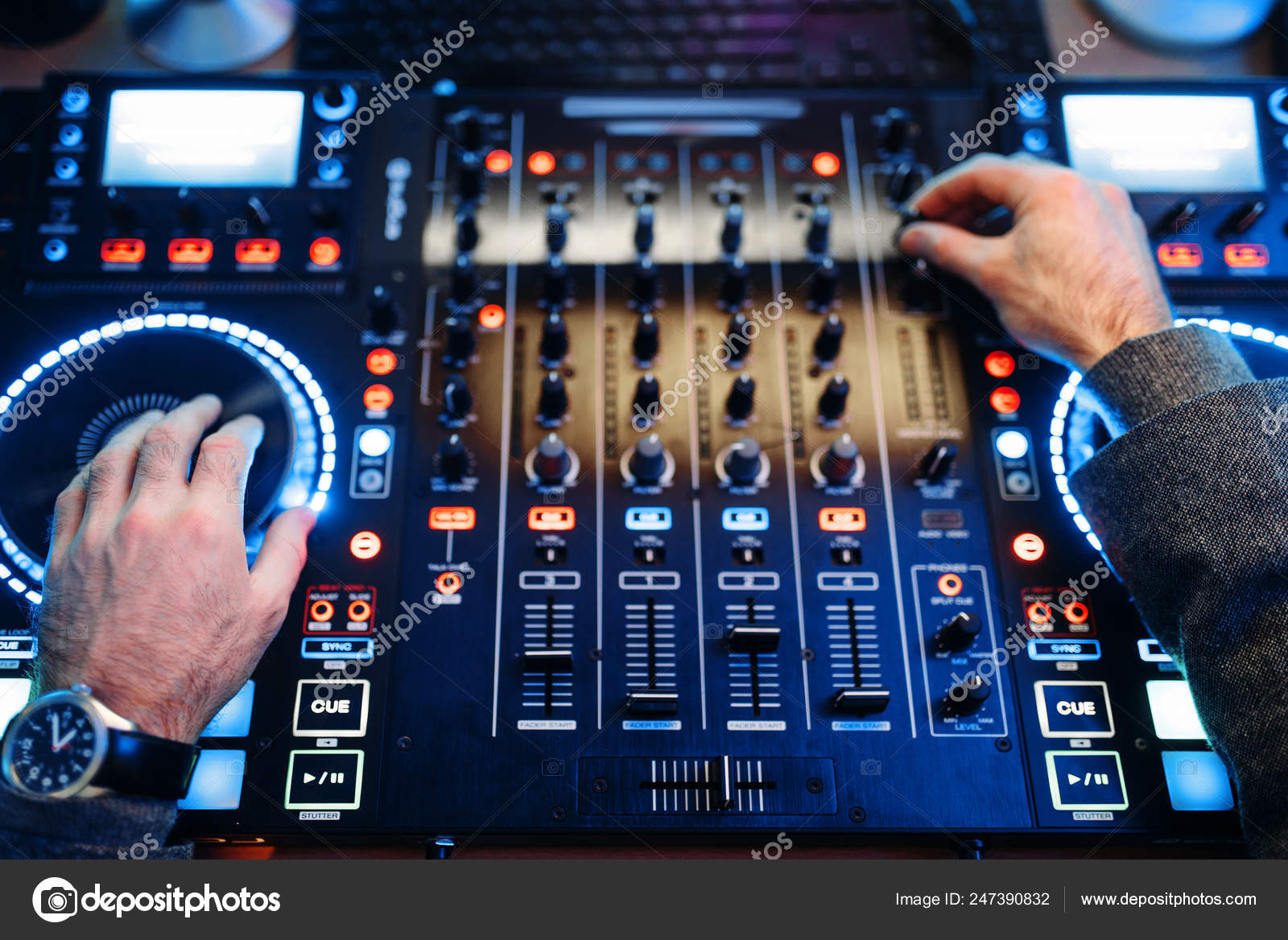 Sound Operator Hands Remote Control Panel Recording Studio Musician ...