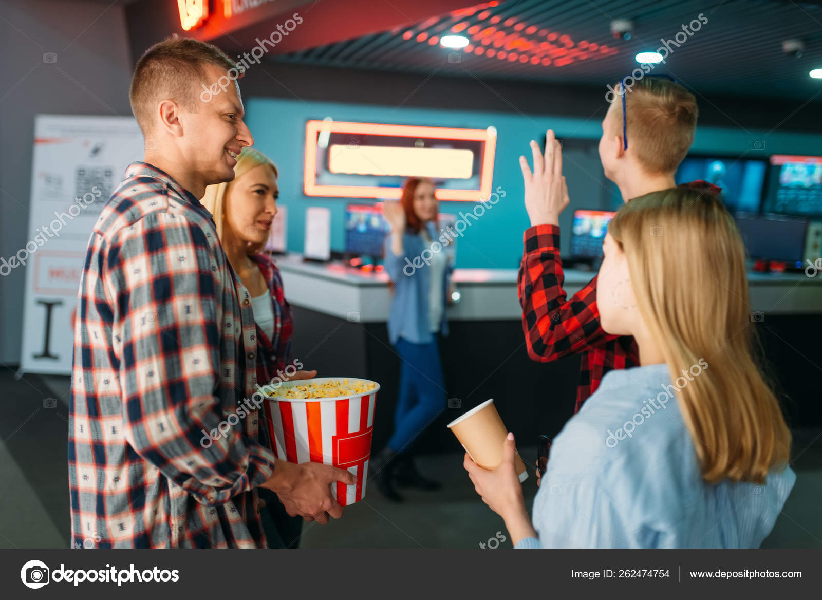 Group Friends Buying Tickets Cinema Box Office Male Female Youth ...
