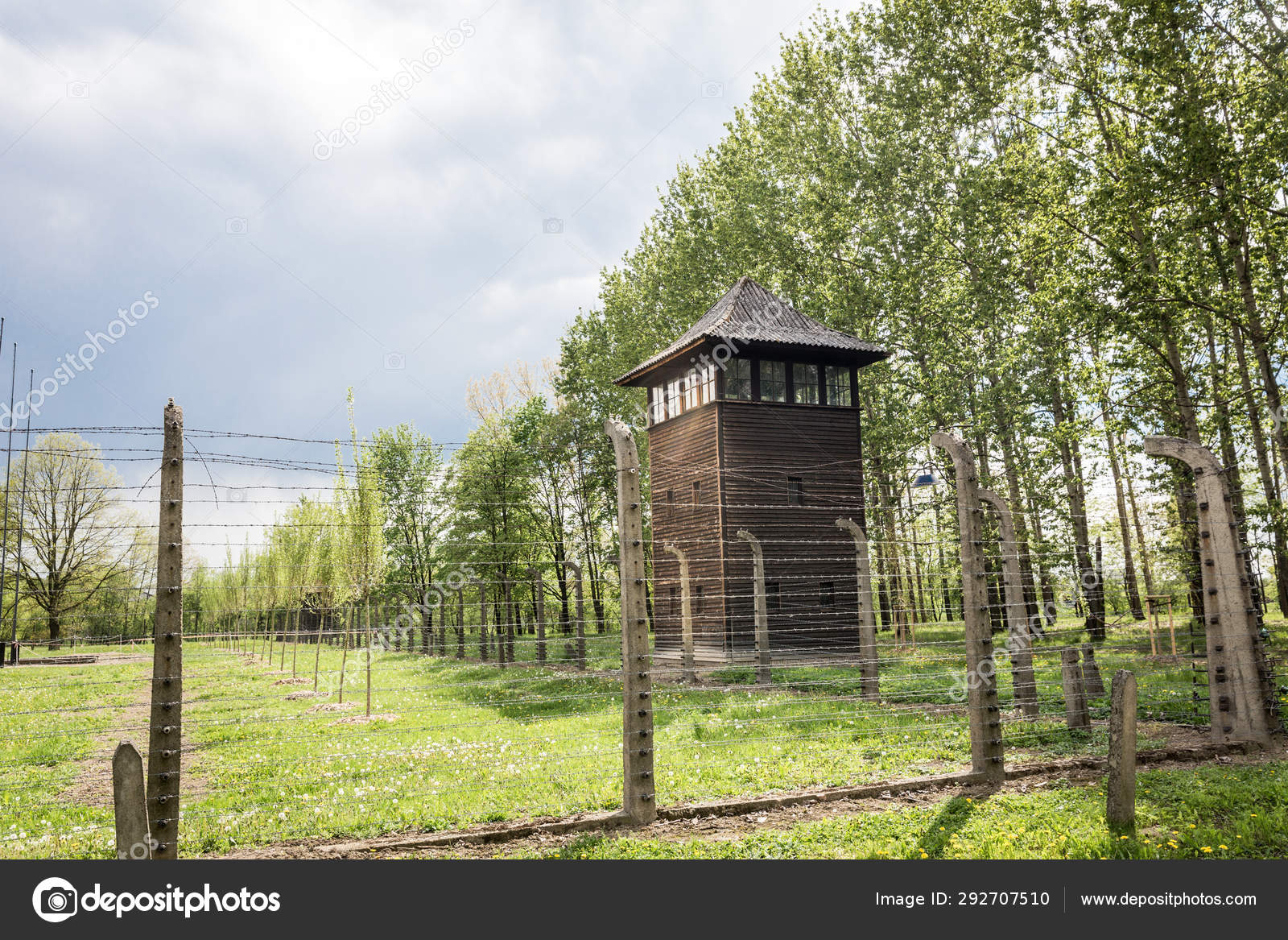 Watchtower Barbed Wire Fence Territory German Concentration Camp ...