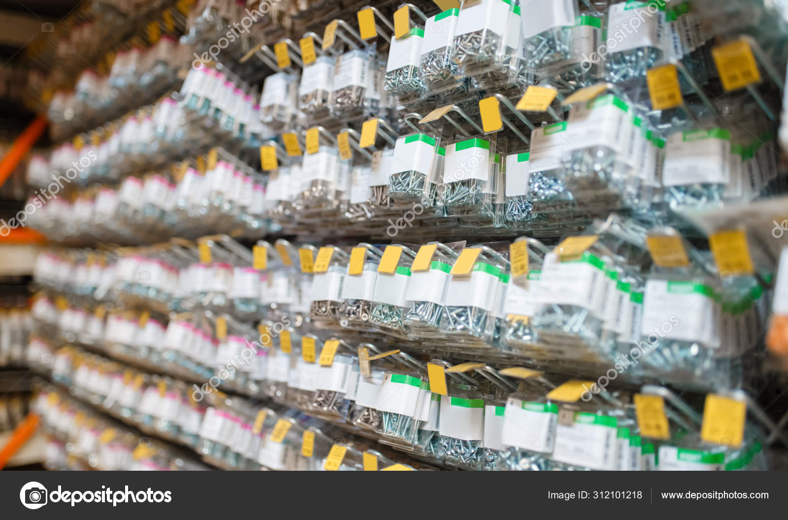 Rows Boxes Bolts Hardware Store Closeup View Nobody Metal Fasteners ...
