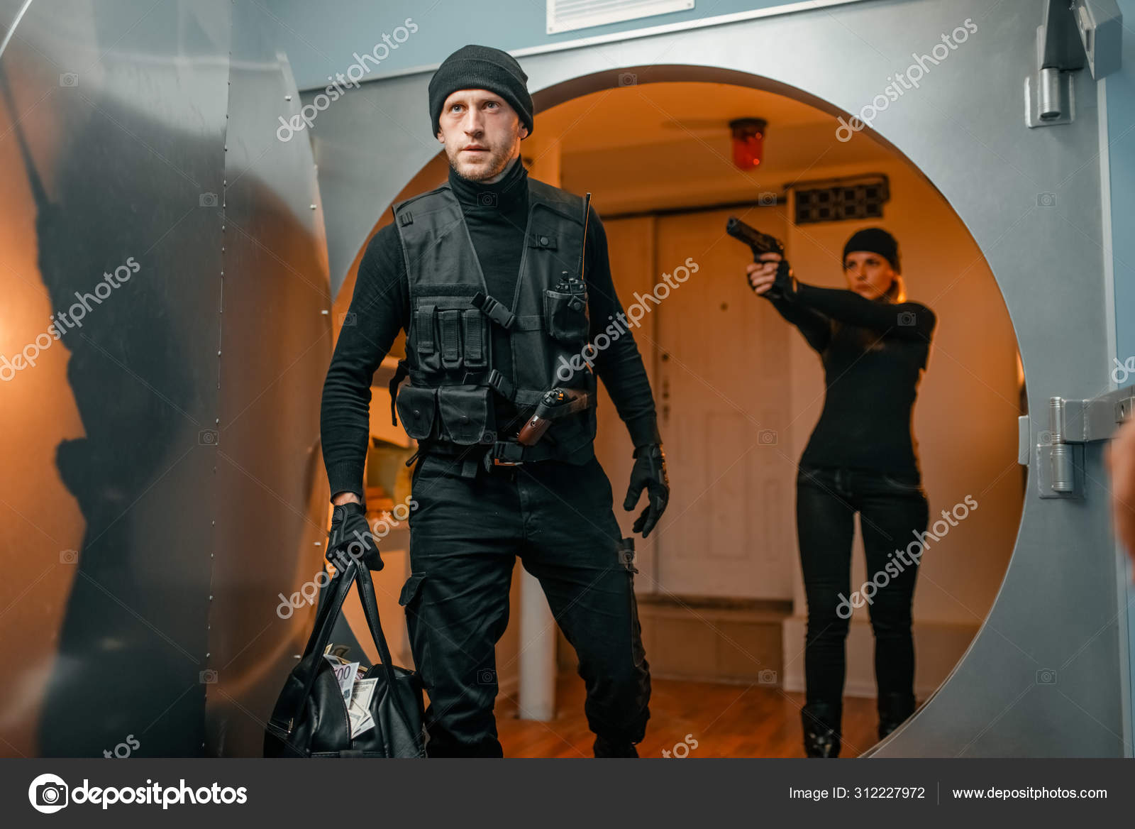 Bank Robbery Two Robbers Sort Things Out Crime Criminal Profession ...