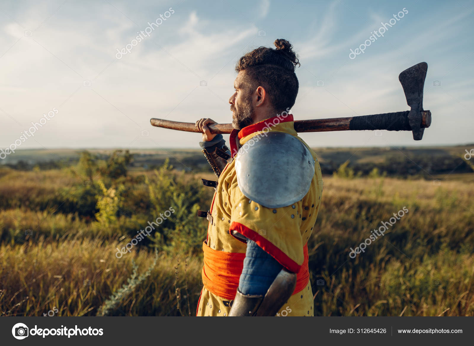 Medieval Knight Axe Poses Armor Castle Great Combat Armored Ancient ...