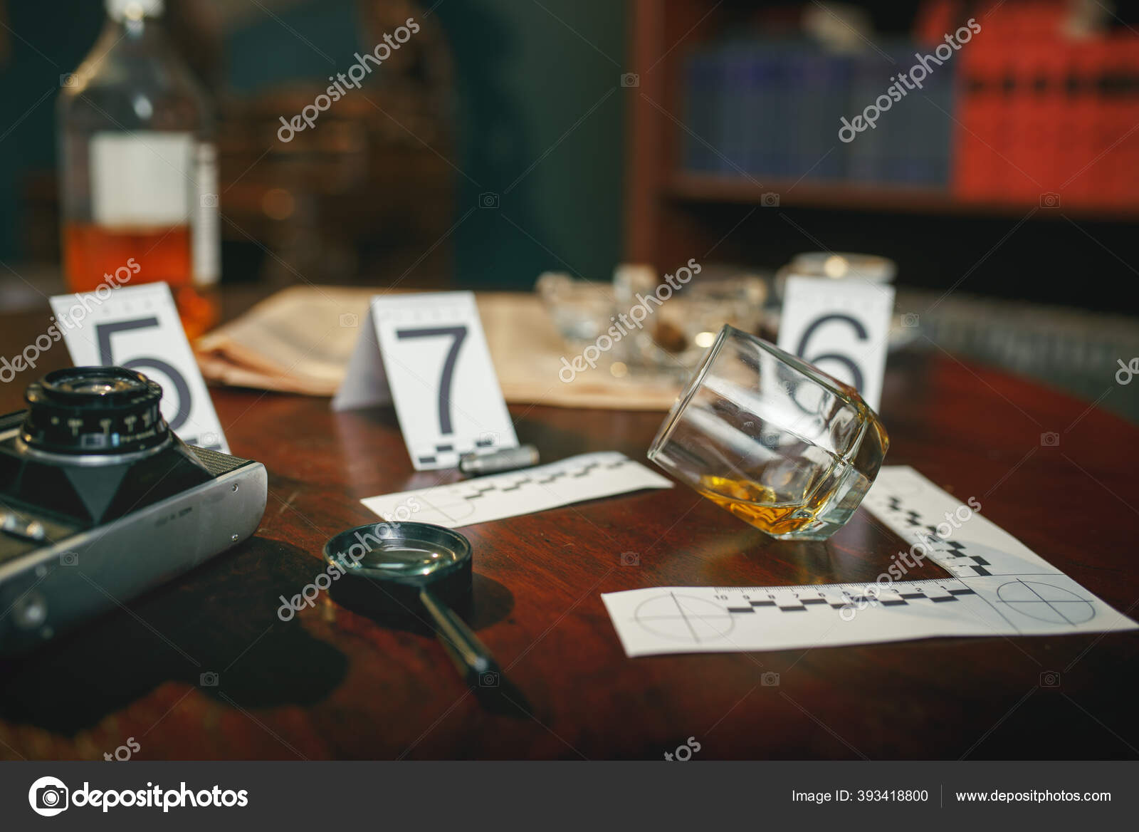 Crime Scene Evidence Numbers Table Closeup Nobody Detective ...
