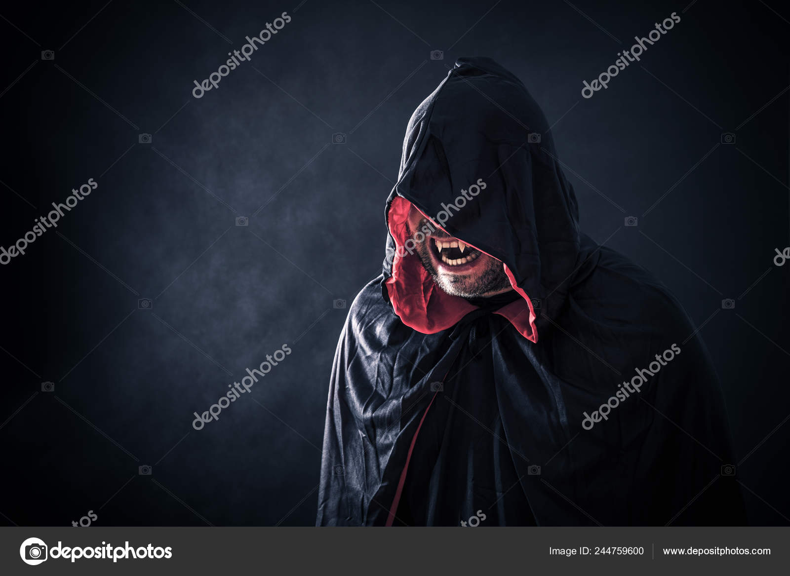 Angry Vampire Red Cape Showing His Scary Teeth — Stock Photo © sqback ...