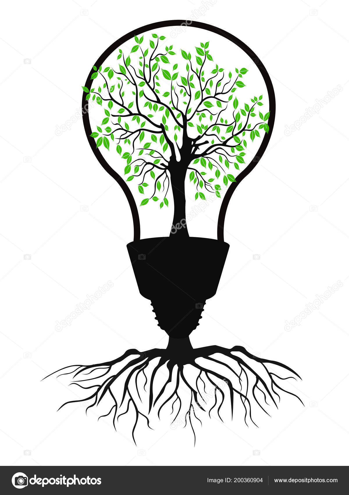 Isolated Green Light Bulb Tree White Background Stock Vector by ...