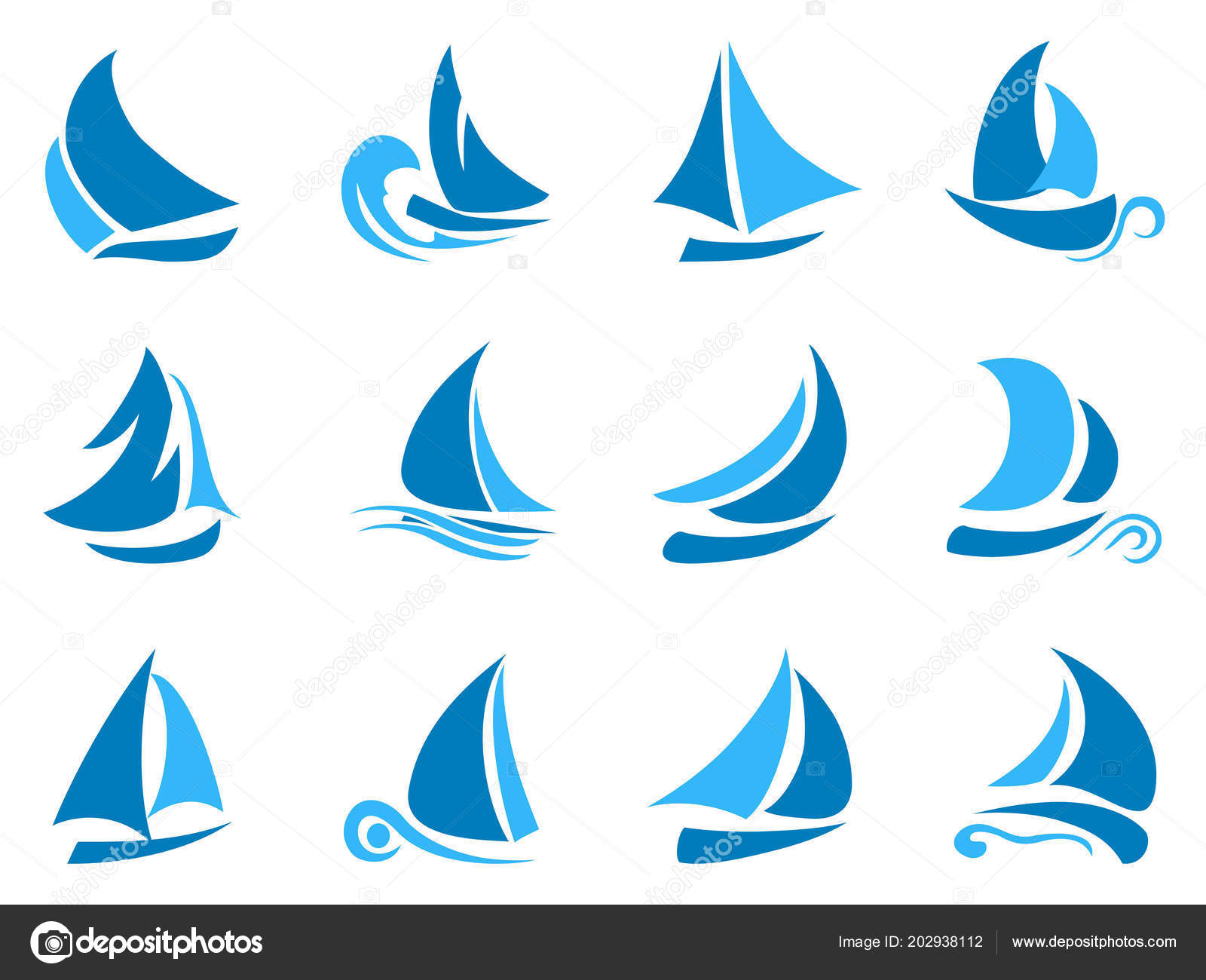 Isolated Blue Abstract Sailboat Icon White Background Stock Vector ...