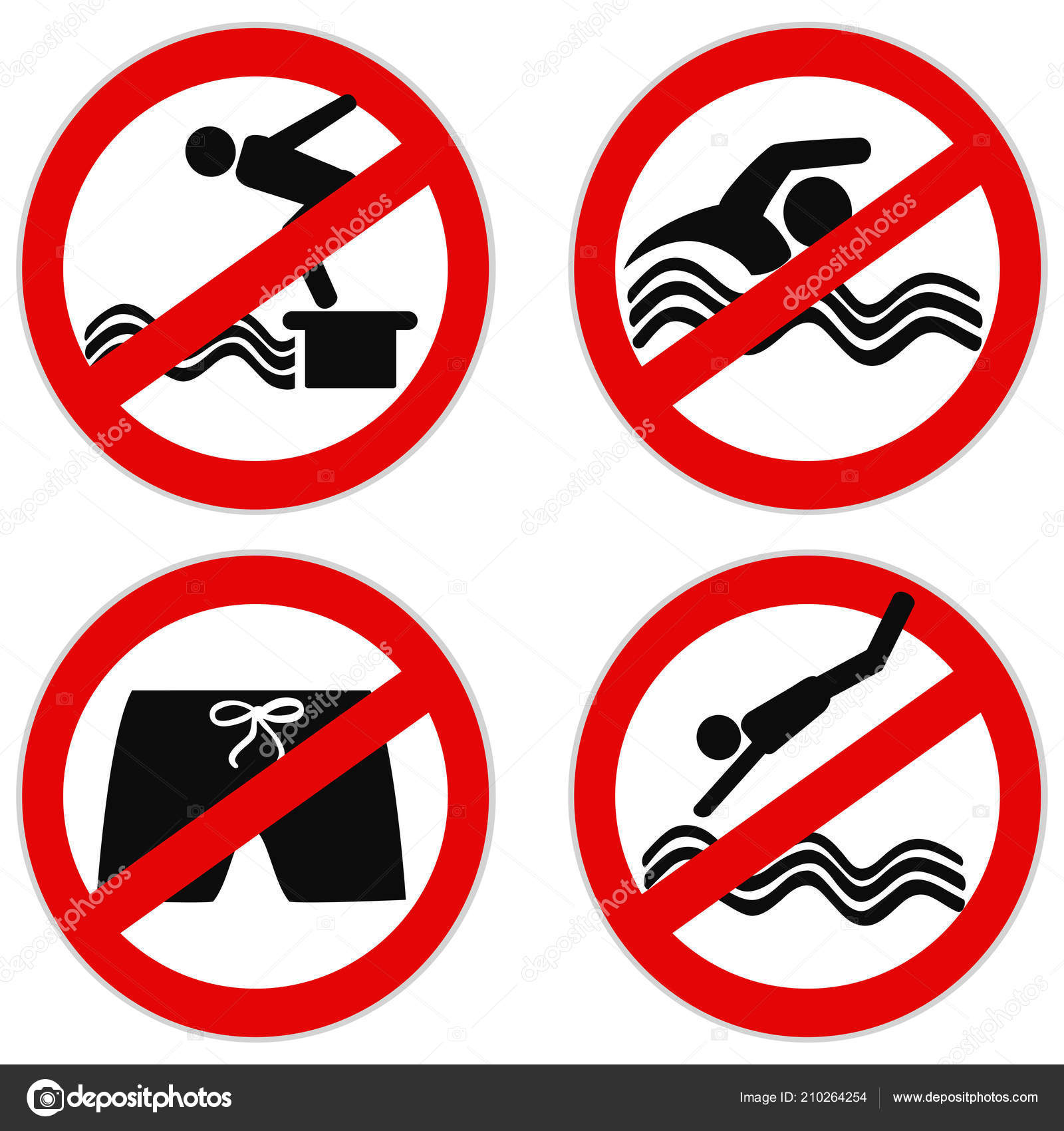 No Diving Sign Vector