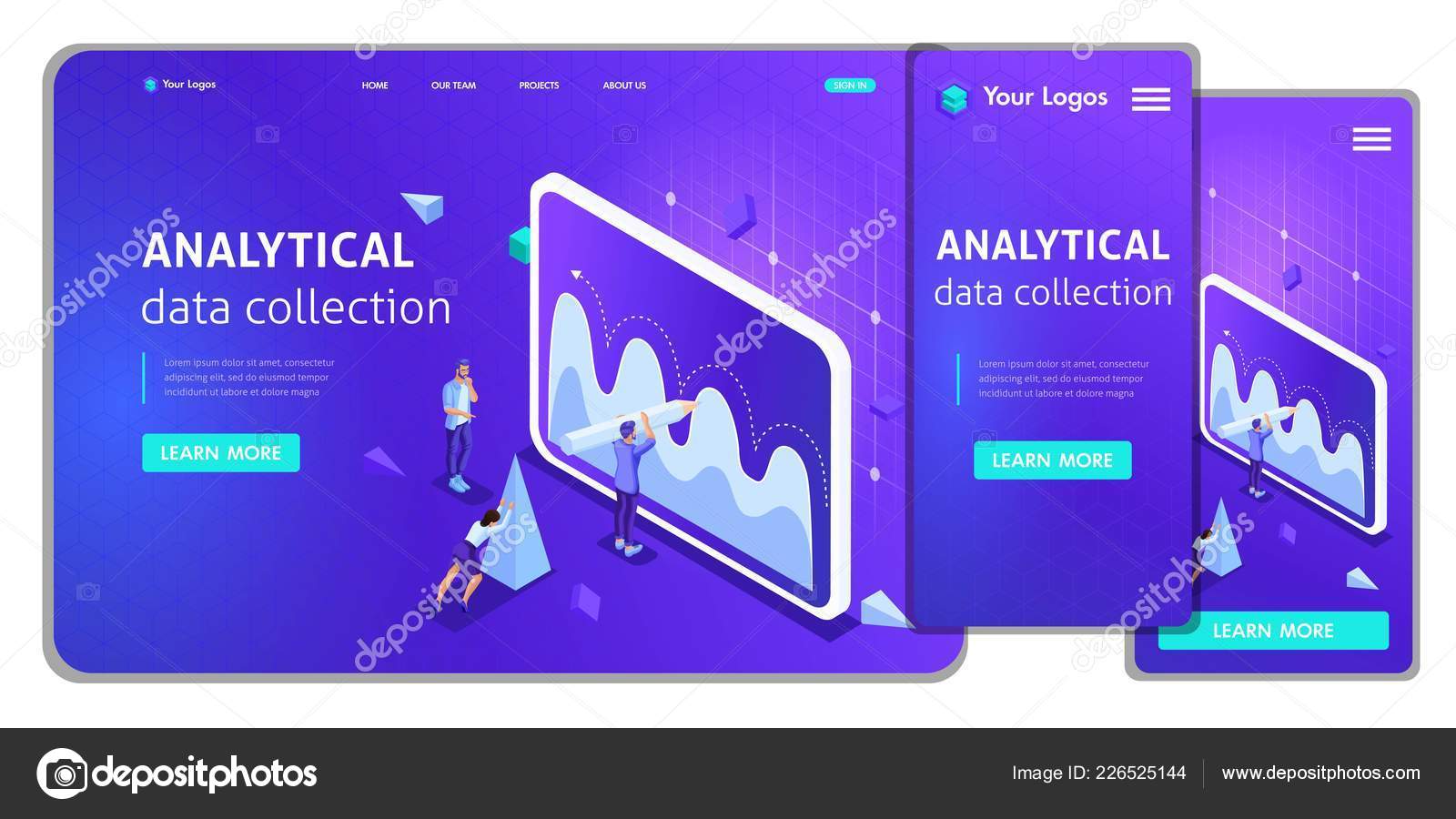Website Template Landing page Isometric concept analytical data ...