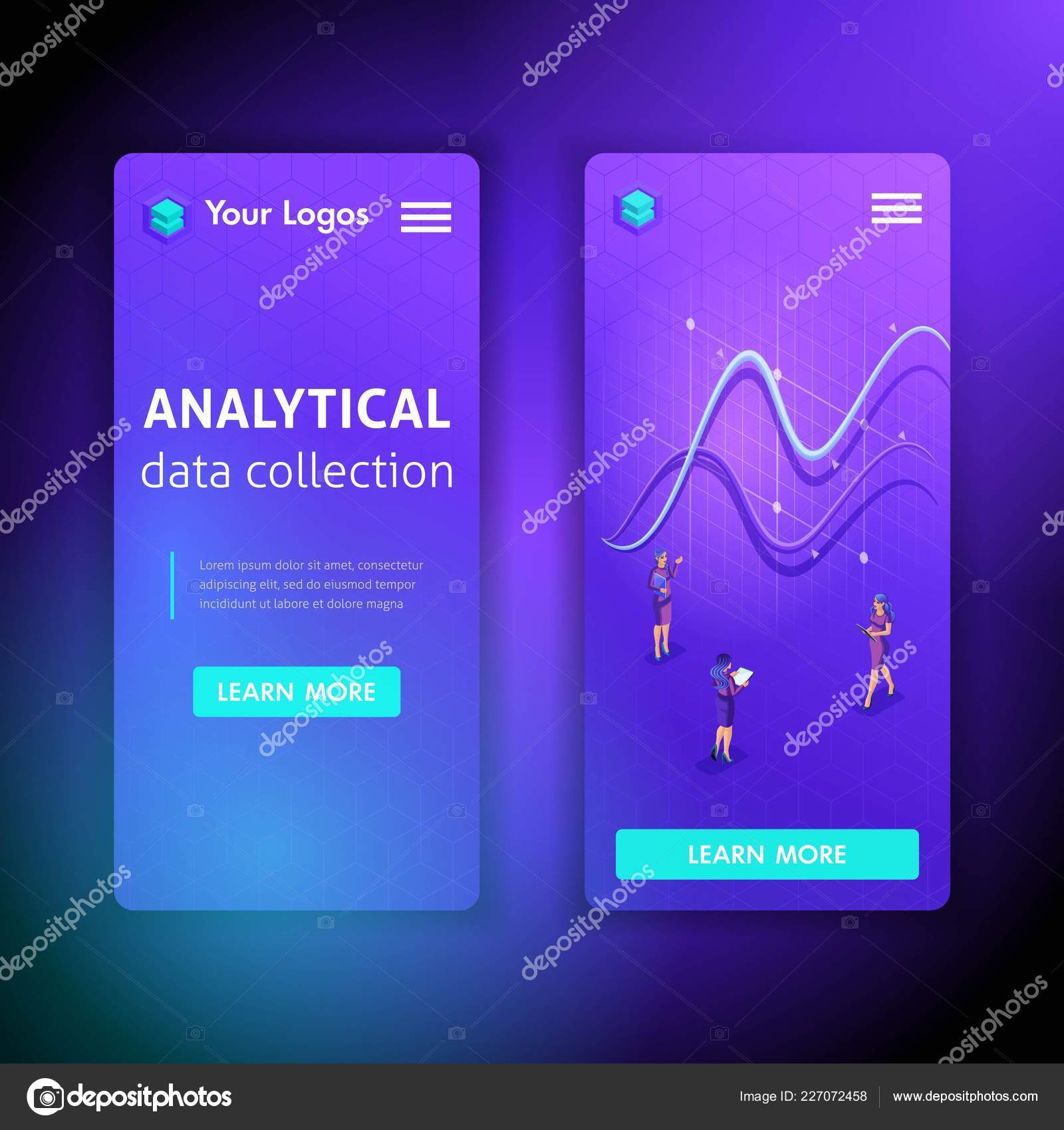 Website mobile design templates, for business, analytical data ...