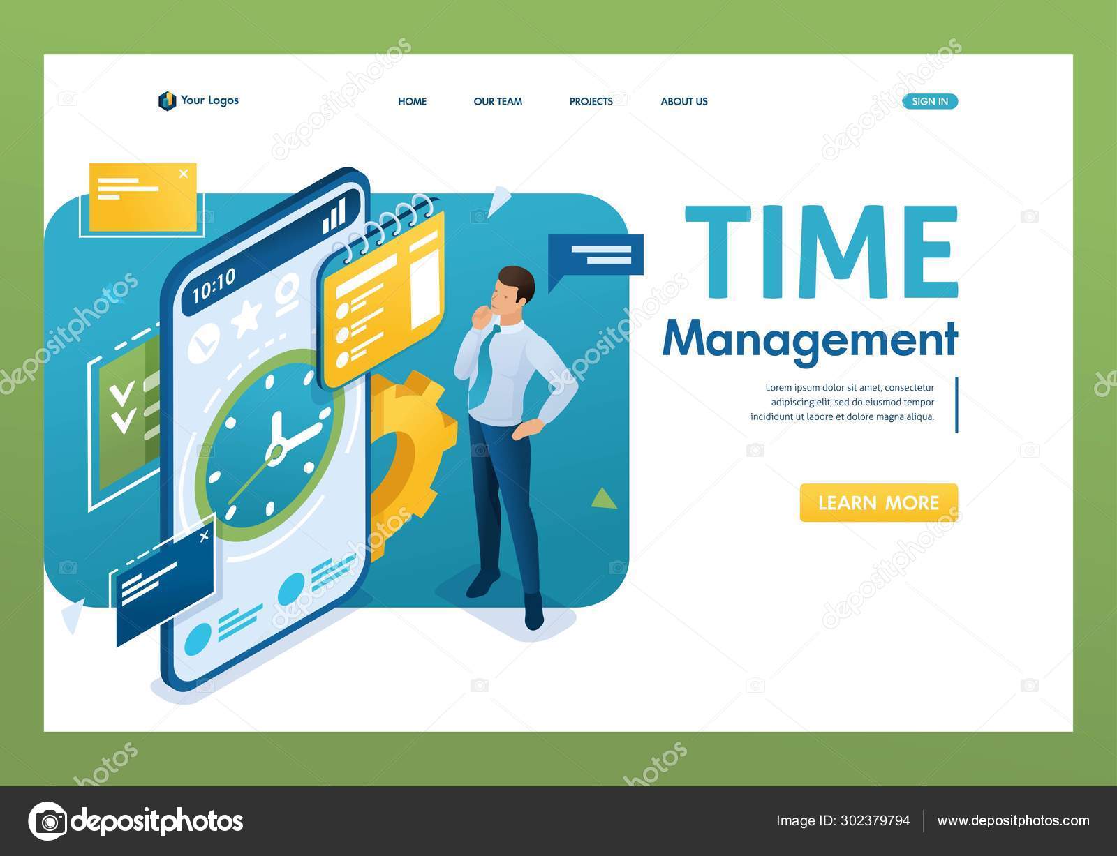 Businessman engaged in time management using the application on the ...