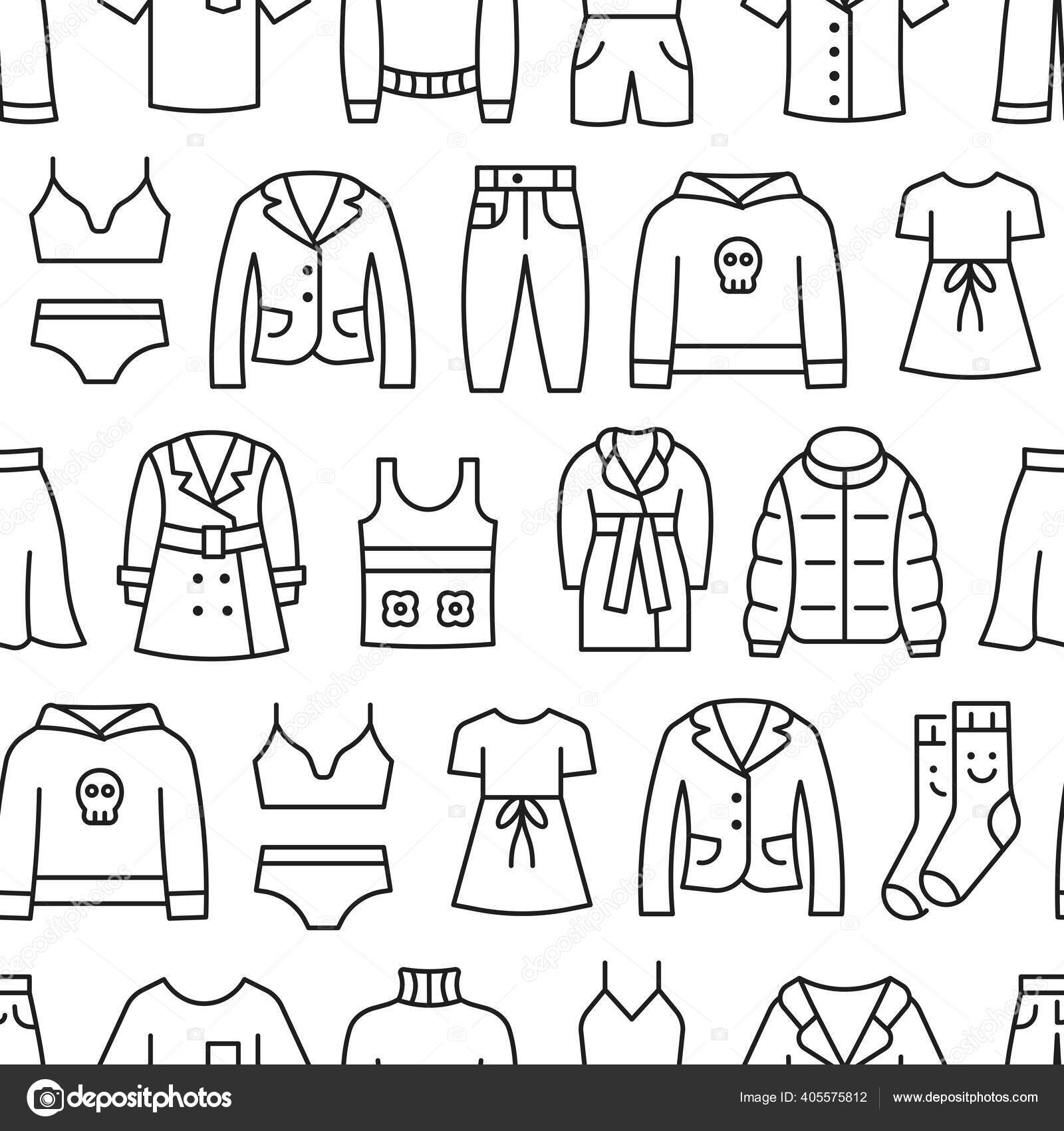 Woman Clothing Line Icon Seamless Pattern Dress Skirt Blazer Jacket ...