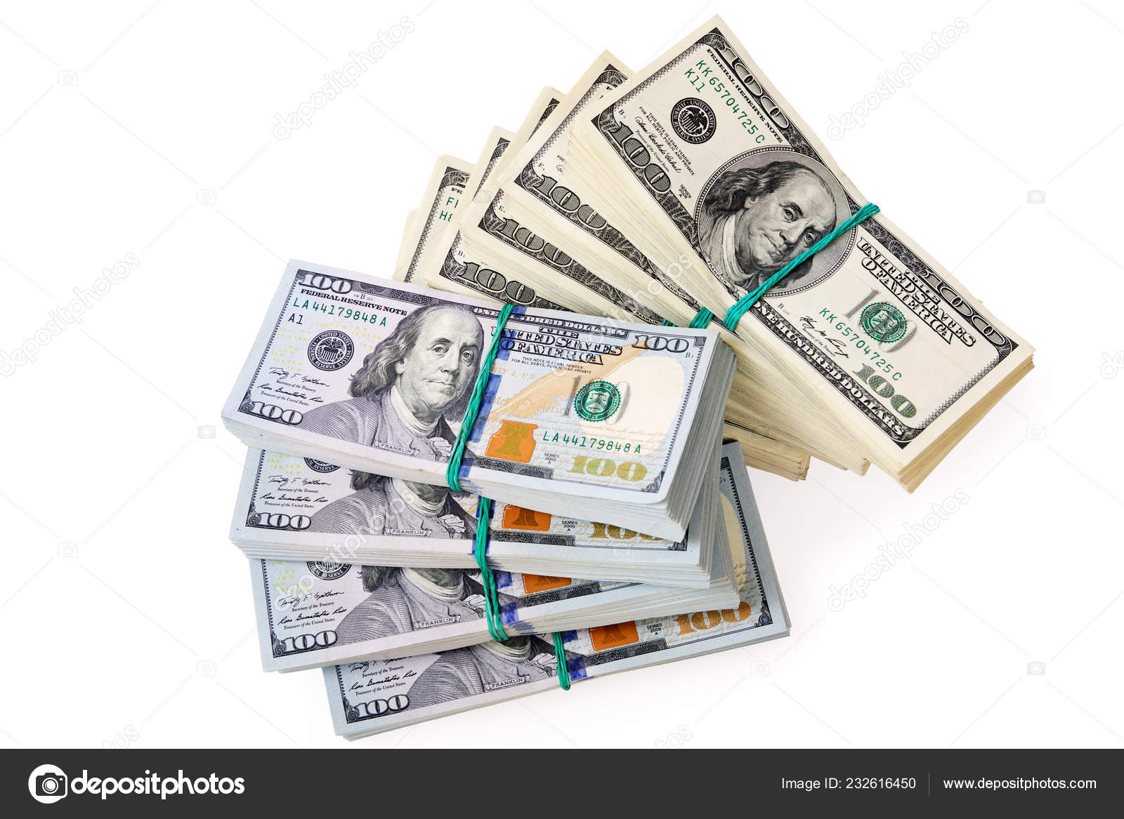 100 Dollar Banknotes Stacks White Background — Stock Photo © dibrova ...