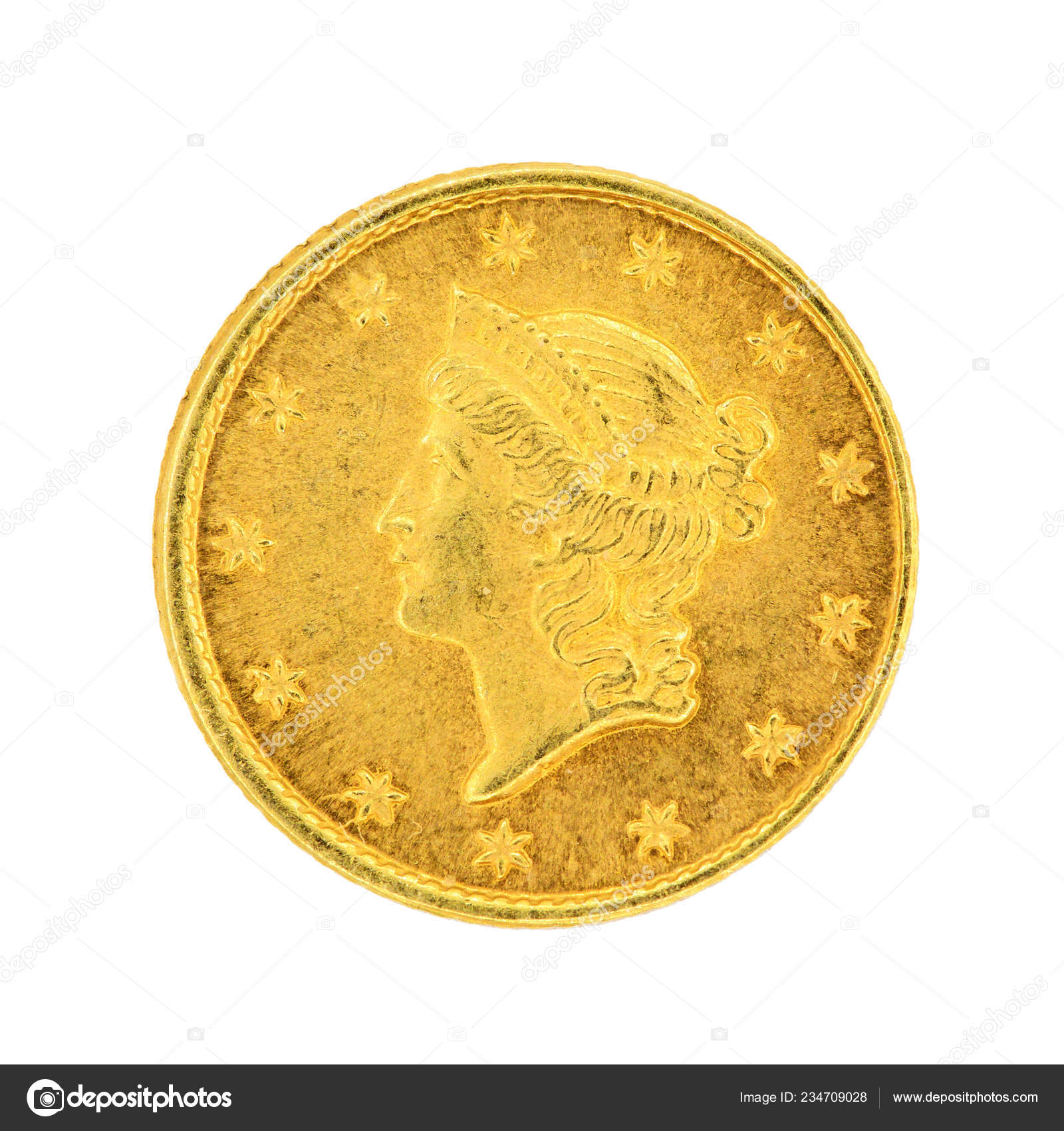 Monedas Oro Antiguas Aisladas Sobre Fondo Blanco — Foto de stock ...