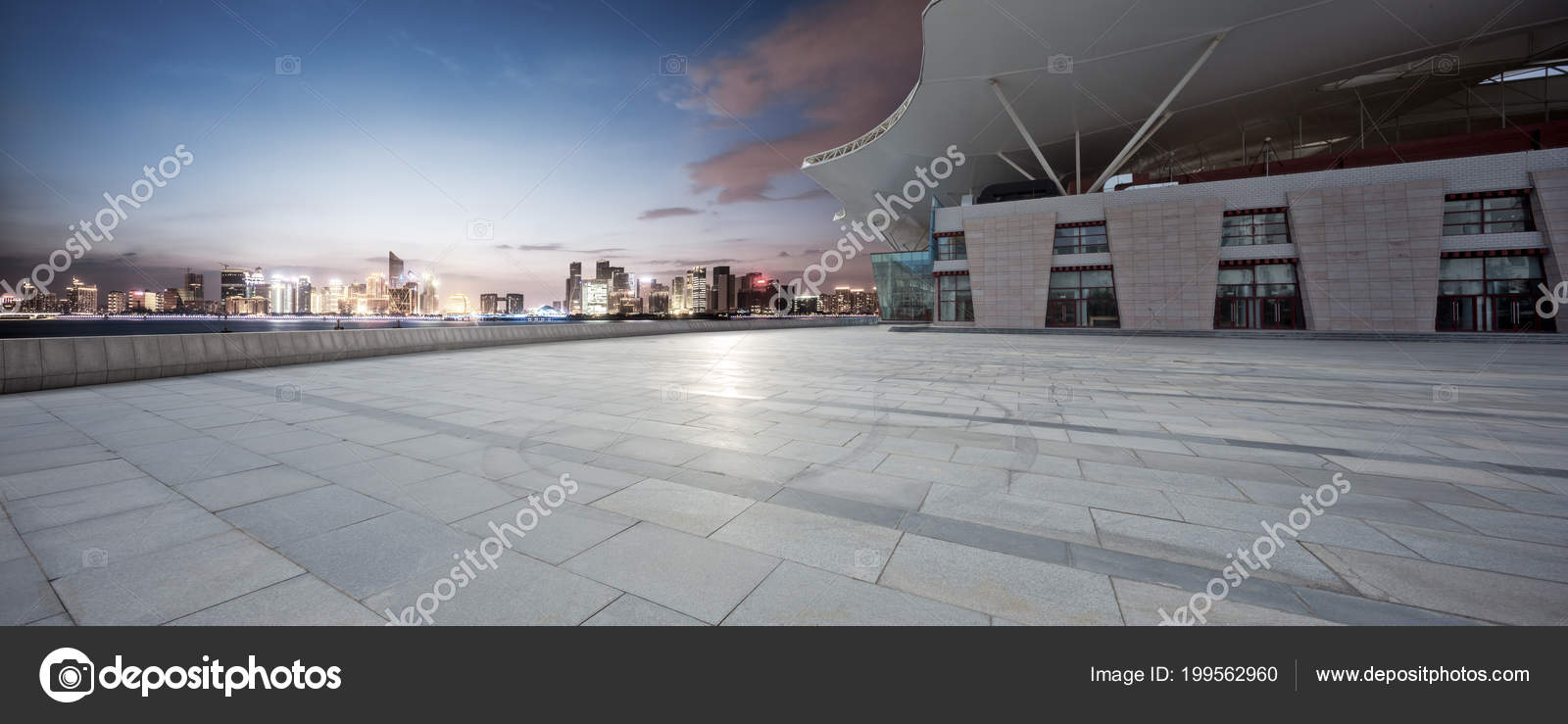 Empty Ground Modern City Skyline — Stock Photo © zhudifeng #199562960