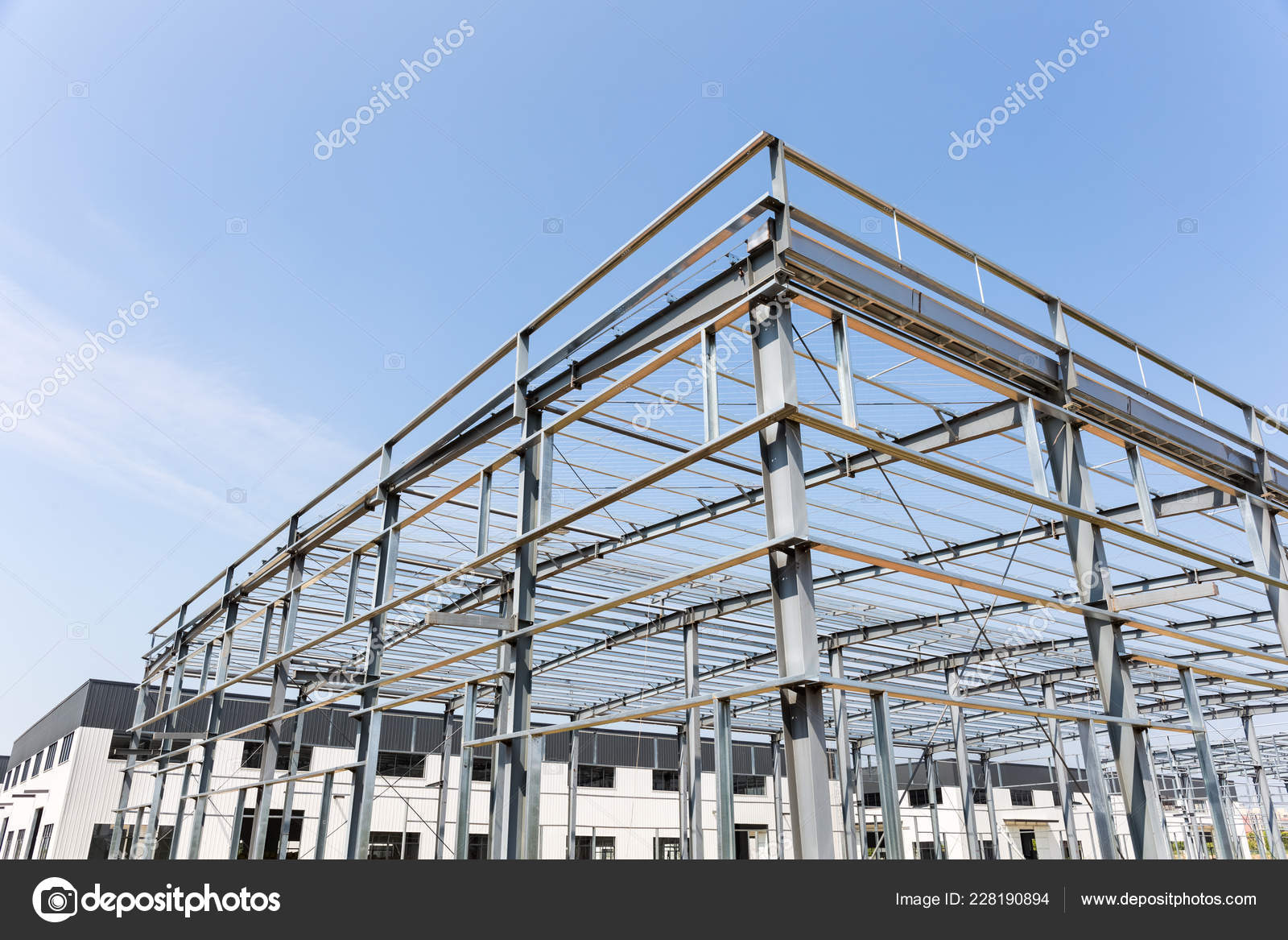 Steel structure factory building under construction Stock Photo by ...