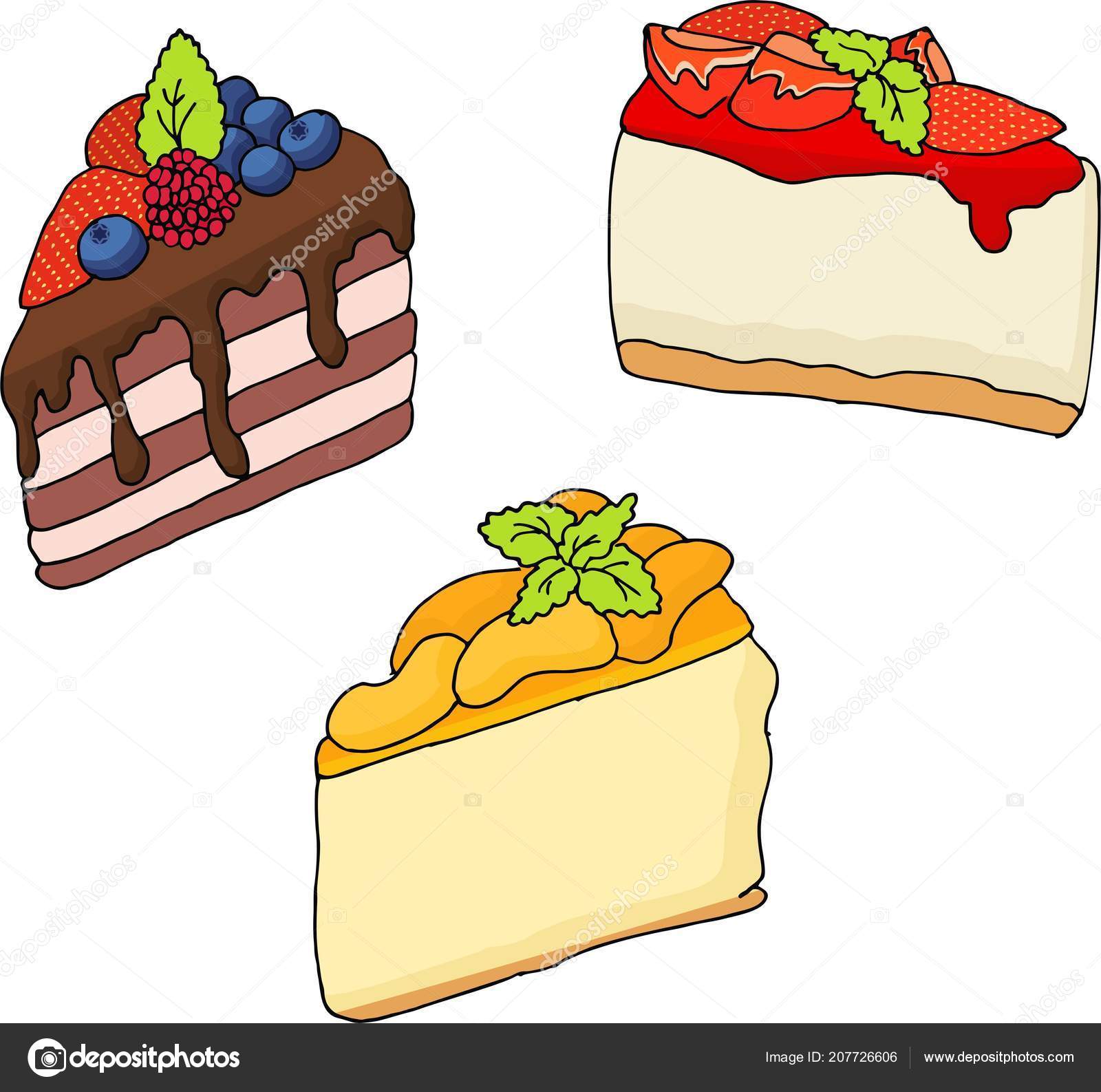 Raster illustration of various cakes and pastries Stock Photo by ...