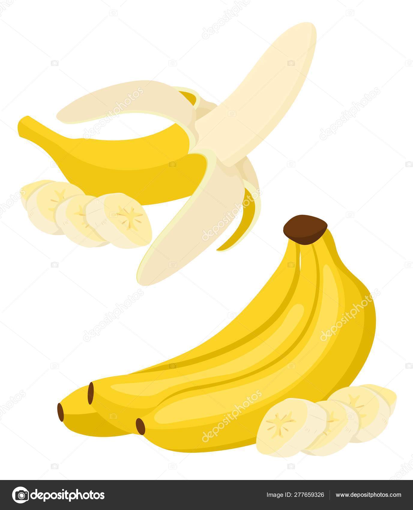 Bananes et tranches isolées sur fond blanc Illustration vectorielle ...