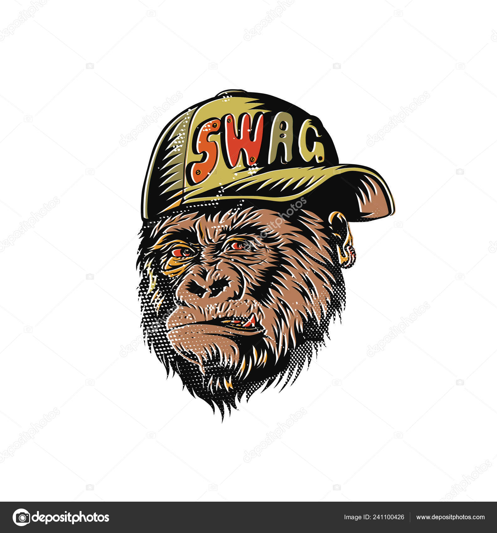Swag Monkey Cap Monkey Modern Street Style Attributes Shirt Tatto Stock ...